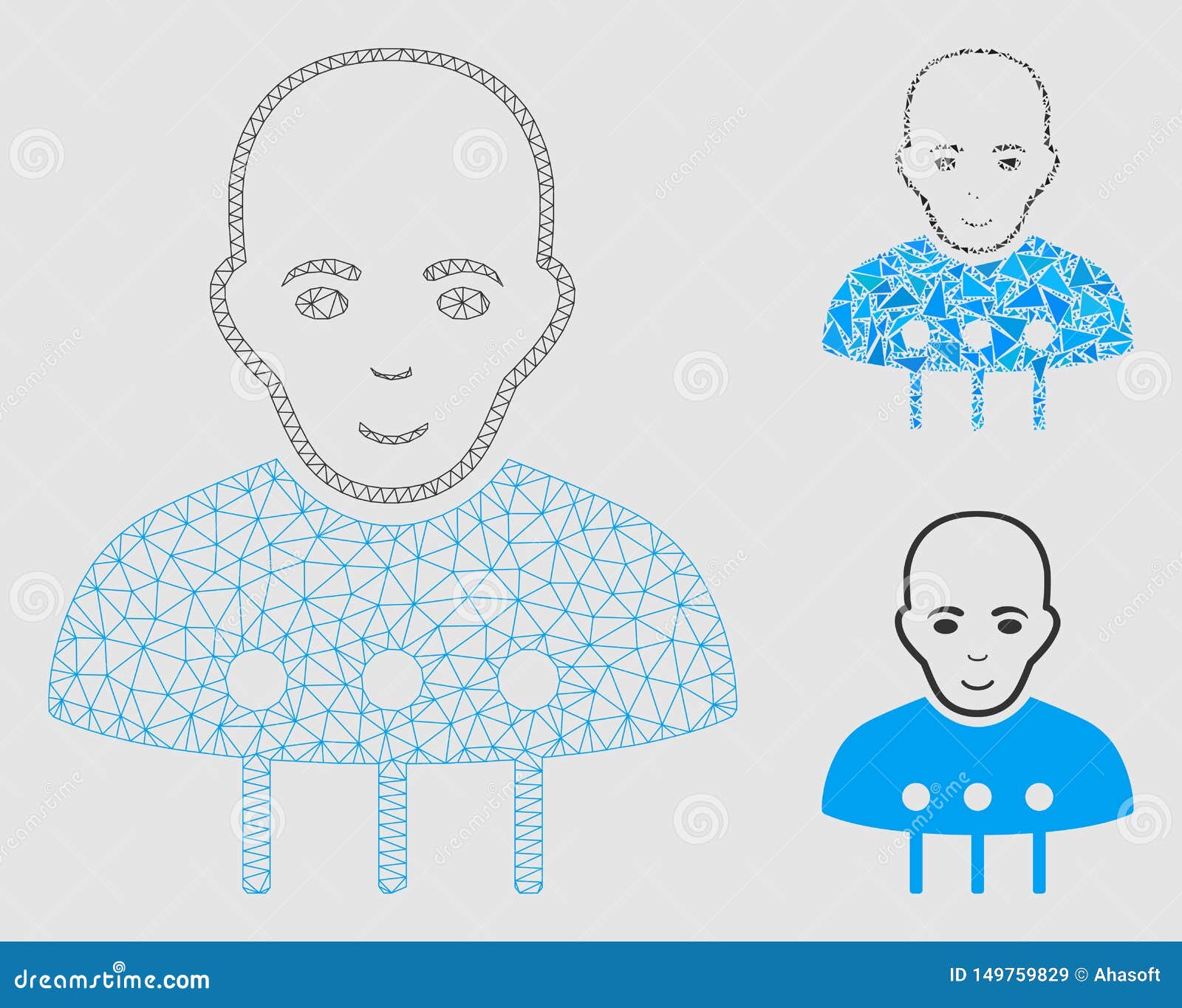 Cyborg Interface Vector Mesh 2D Model and Triangle Mosaic Icon Stock ...