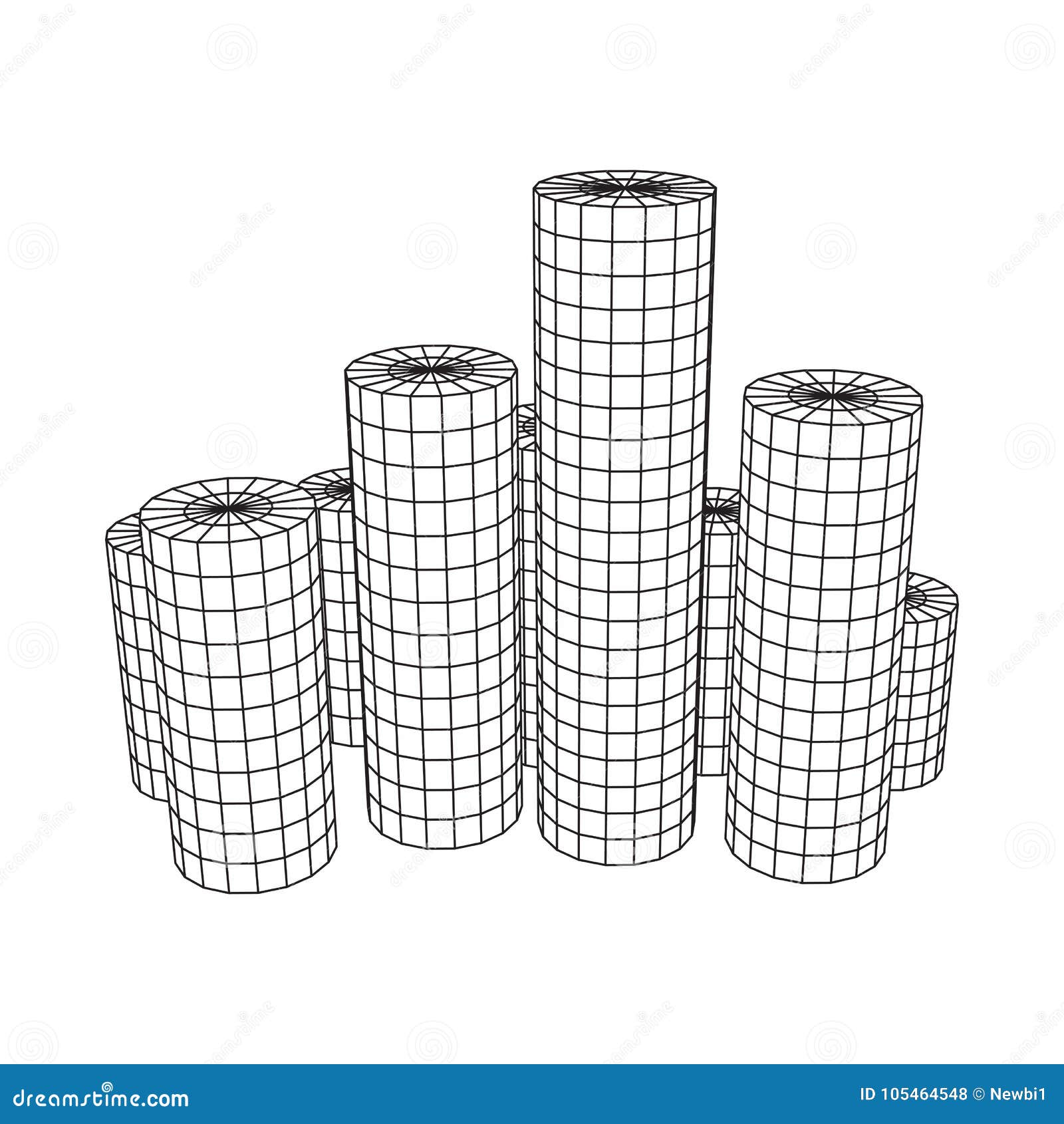 Mesh Cylinder City Array stock vector. Illustration of parallelepiped ...
