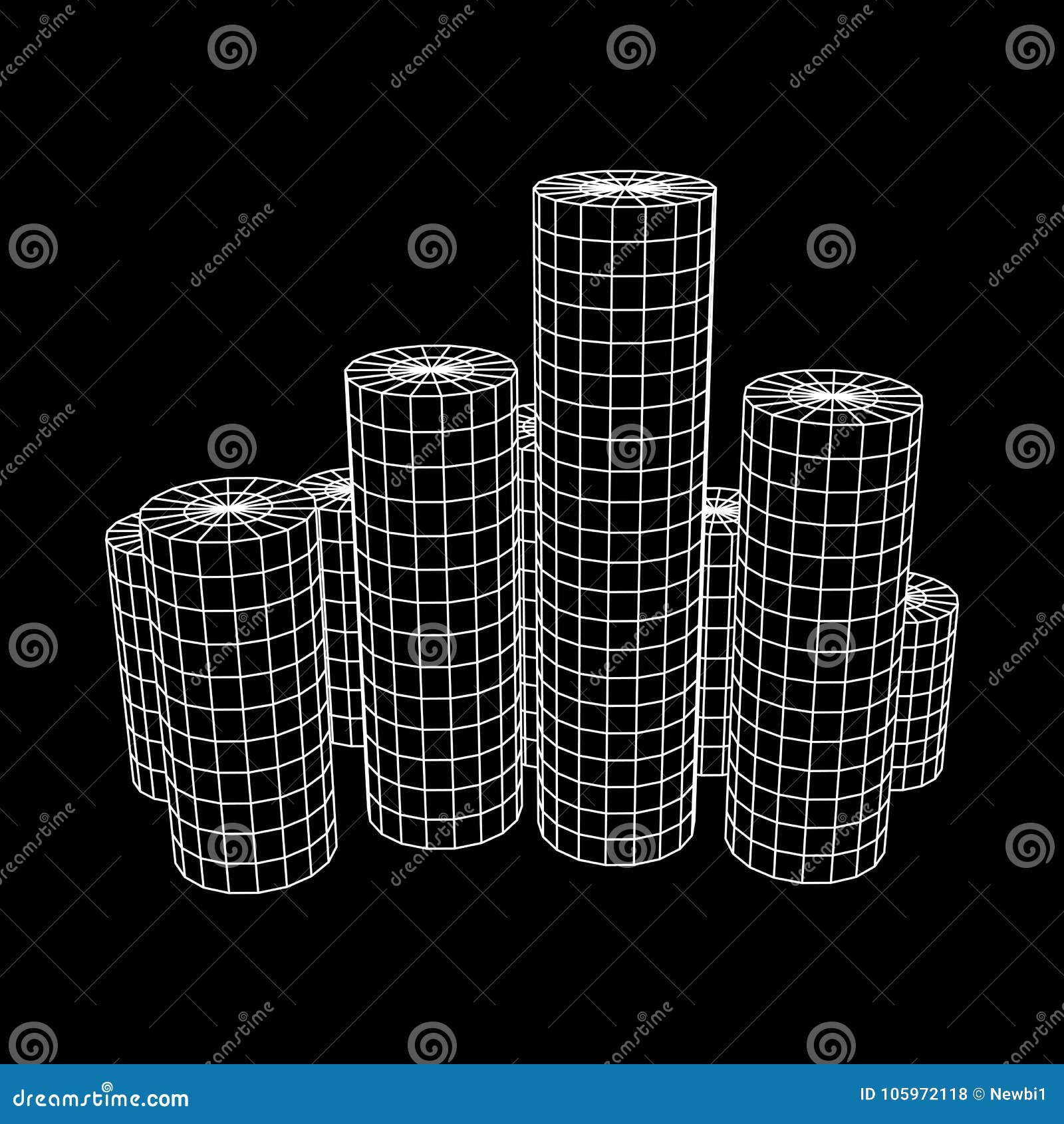 Mesh Cylinder City Array stock vector. Illustration of modeling - 105972118