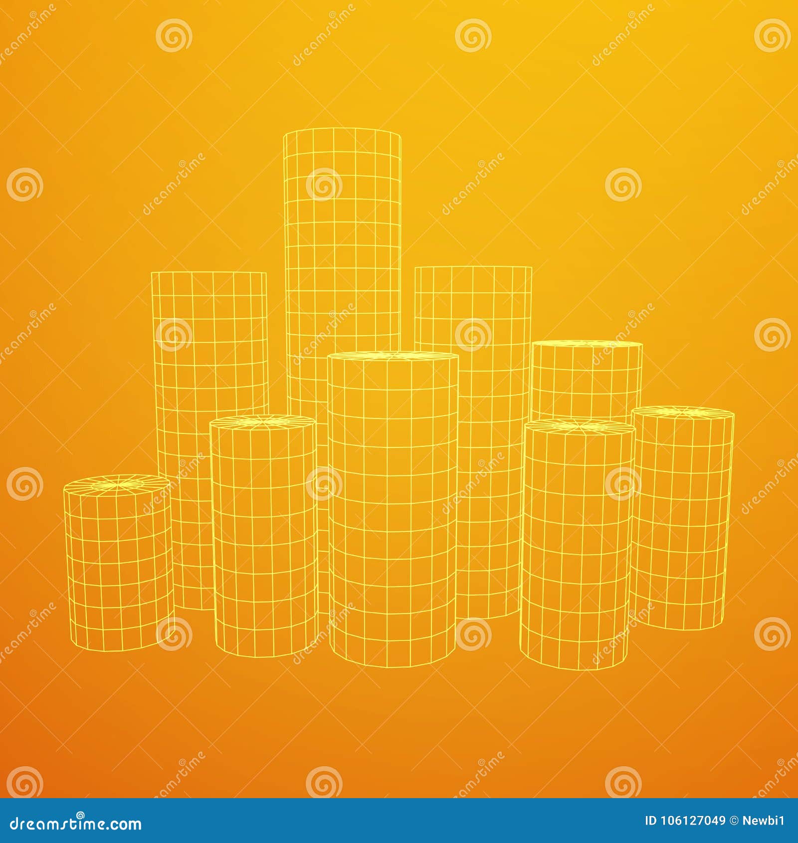Mesh Cylinder City Array stock vector. Illustration of plug - 106127049