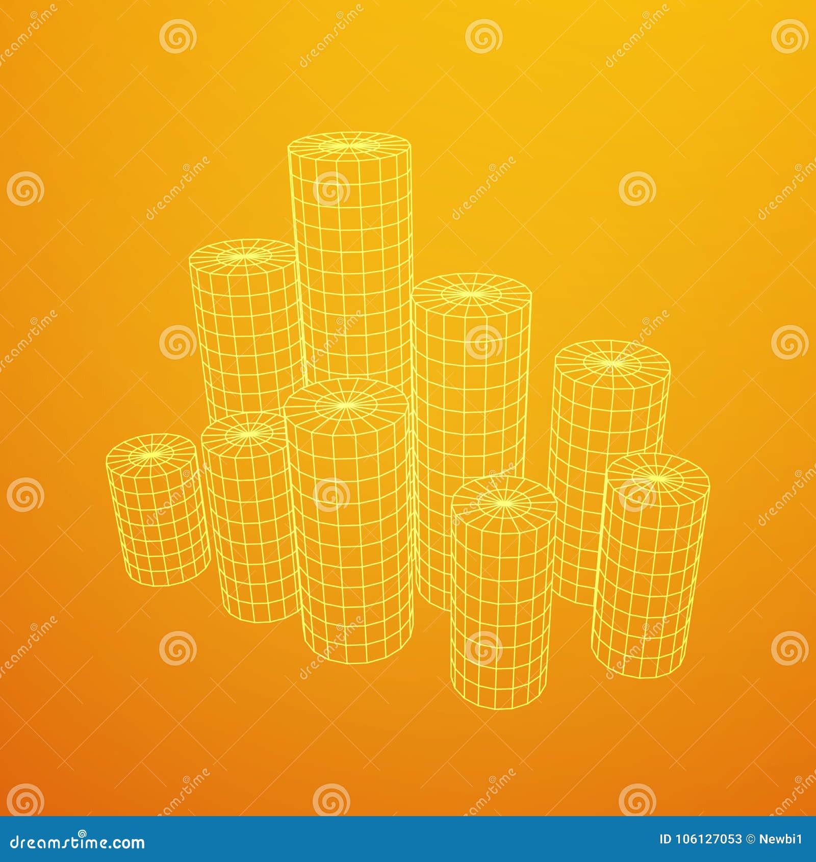 Mesh Cylinder City Array stock vector. Illustration of element - 106127053