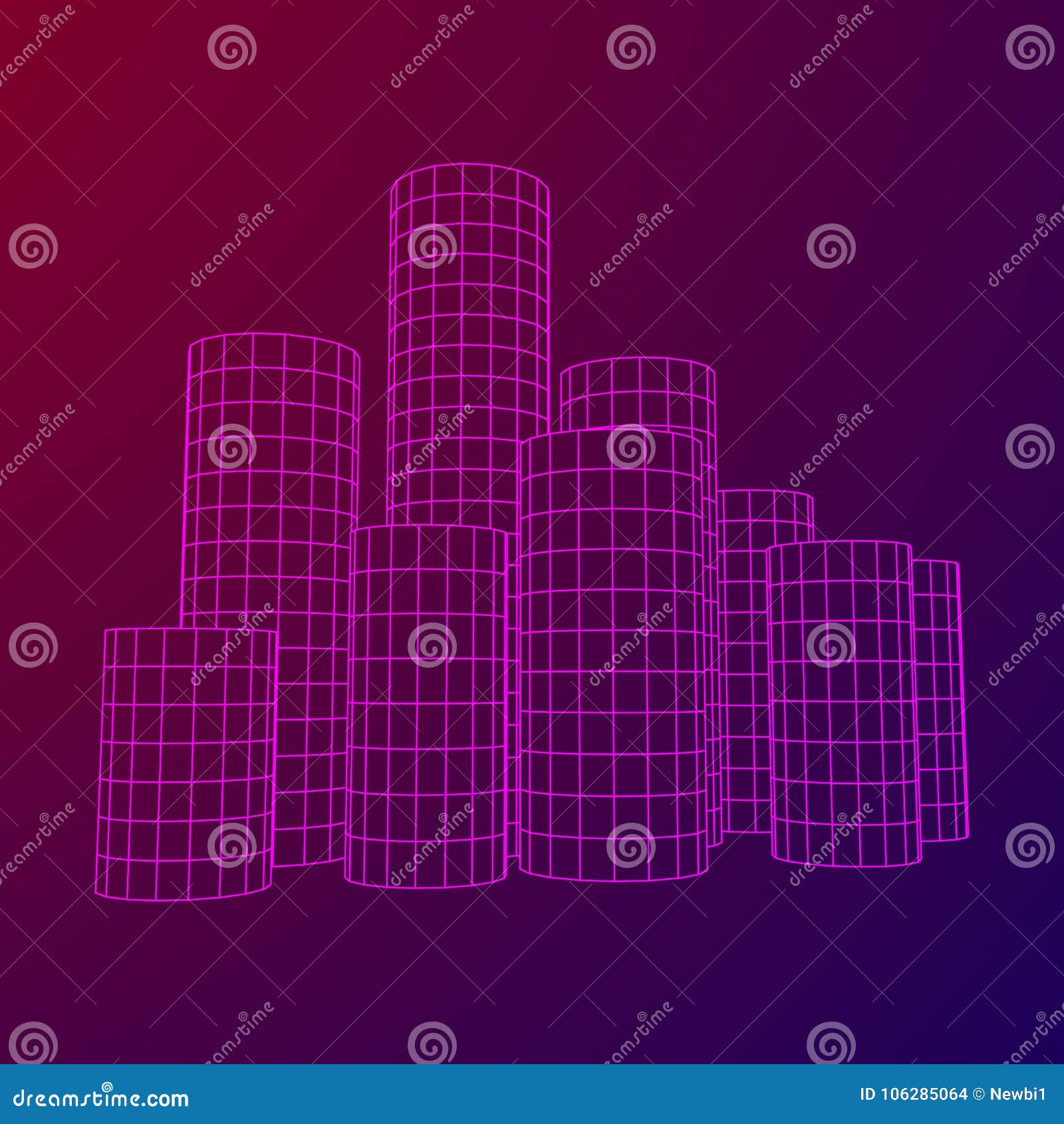 Mesh Cylinder City Array stock vector. Illustration of fractal - 106285064