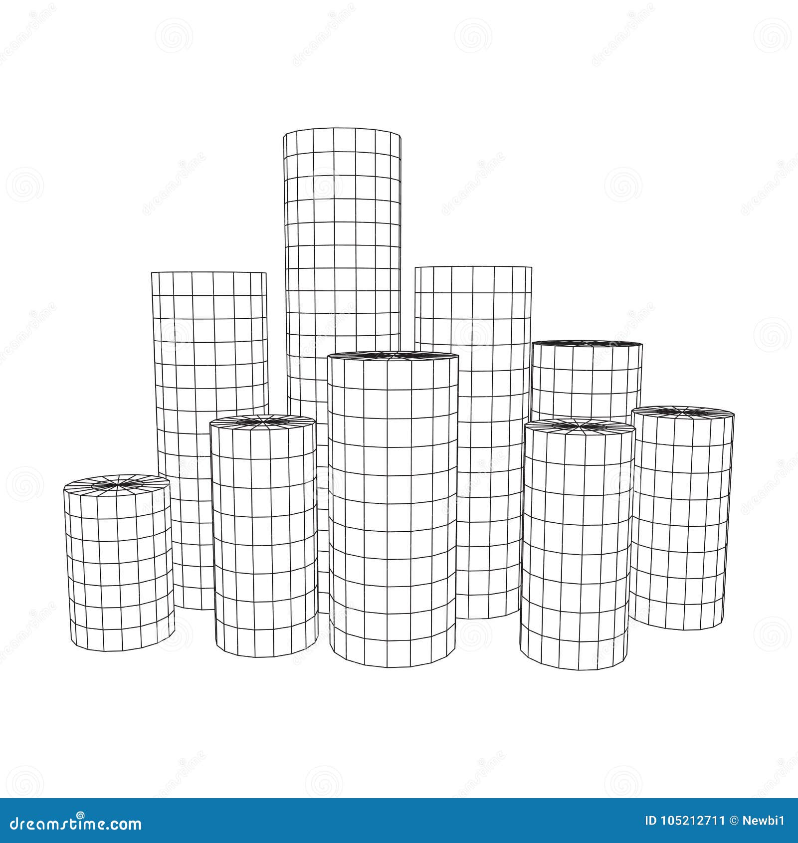 Mesh Cylinder City Array stock vector. Illustration of barrel - 105212711