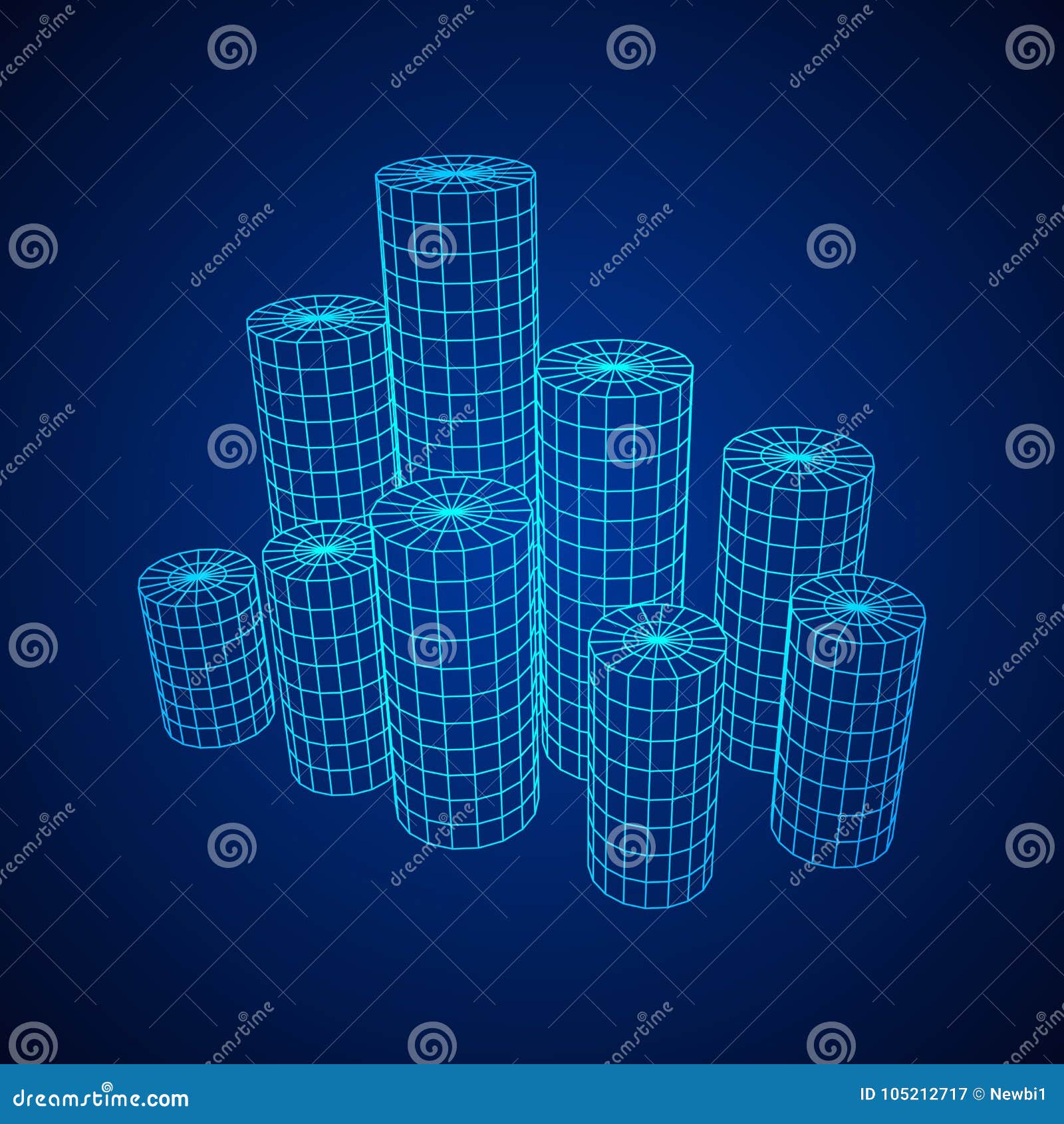 Mesh Cylinder City Array stock vector. Illustration of graphic - 105212717