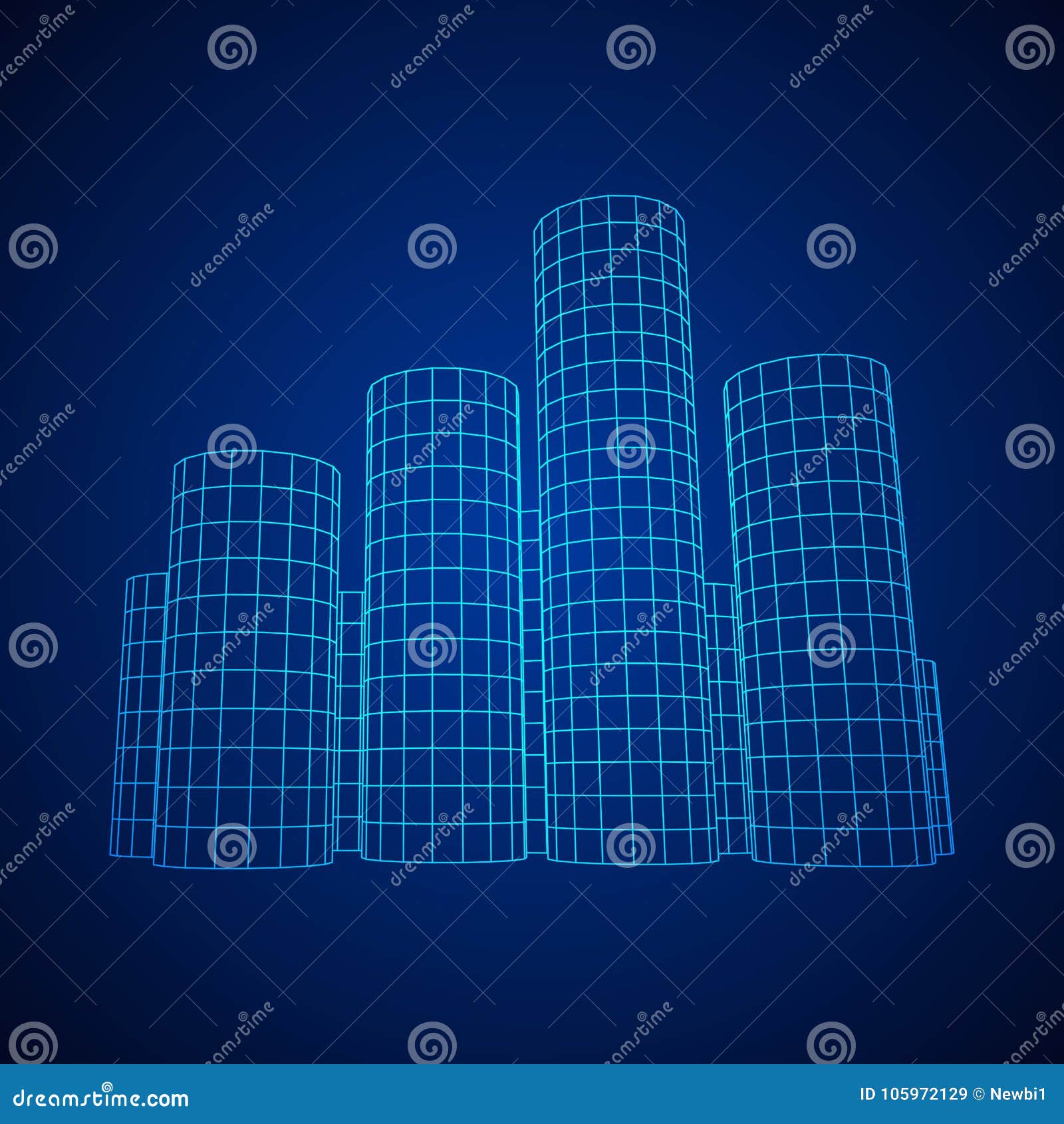 Mesh Cylinder City Array stock vector. Illustration of design - 105972129