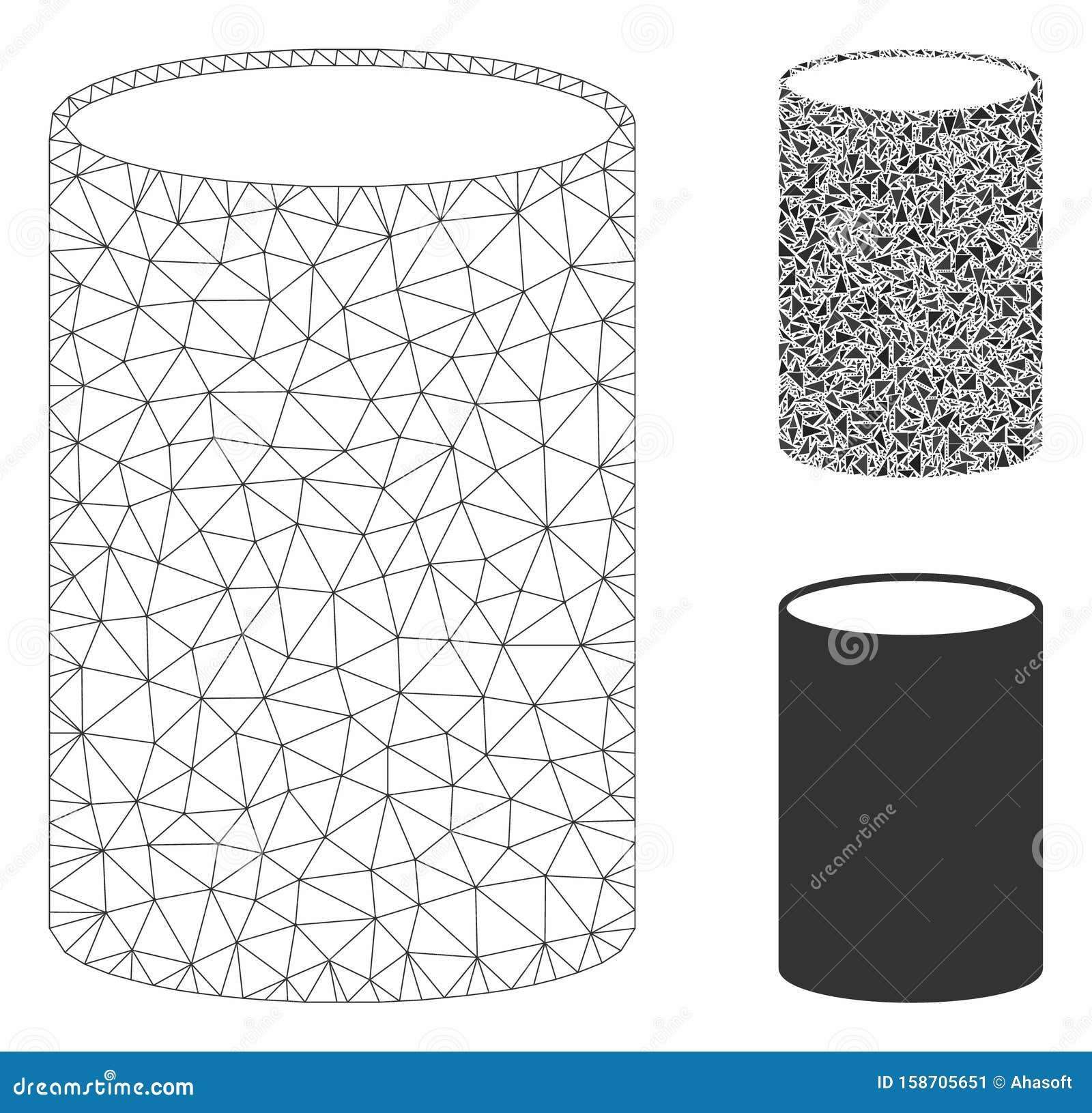 Cylinder Vector Mesh 2D Model and Triangle Mosaic Icon Stock Vector ...