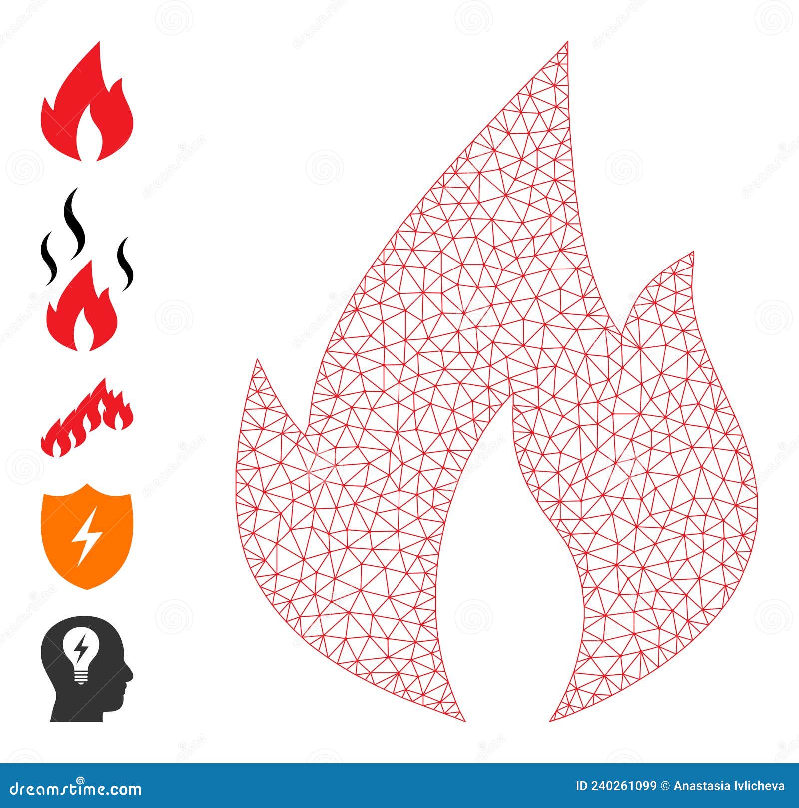 Mesh 2D Fire Flame Icon stock vector. Illustration of flame - 240261099