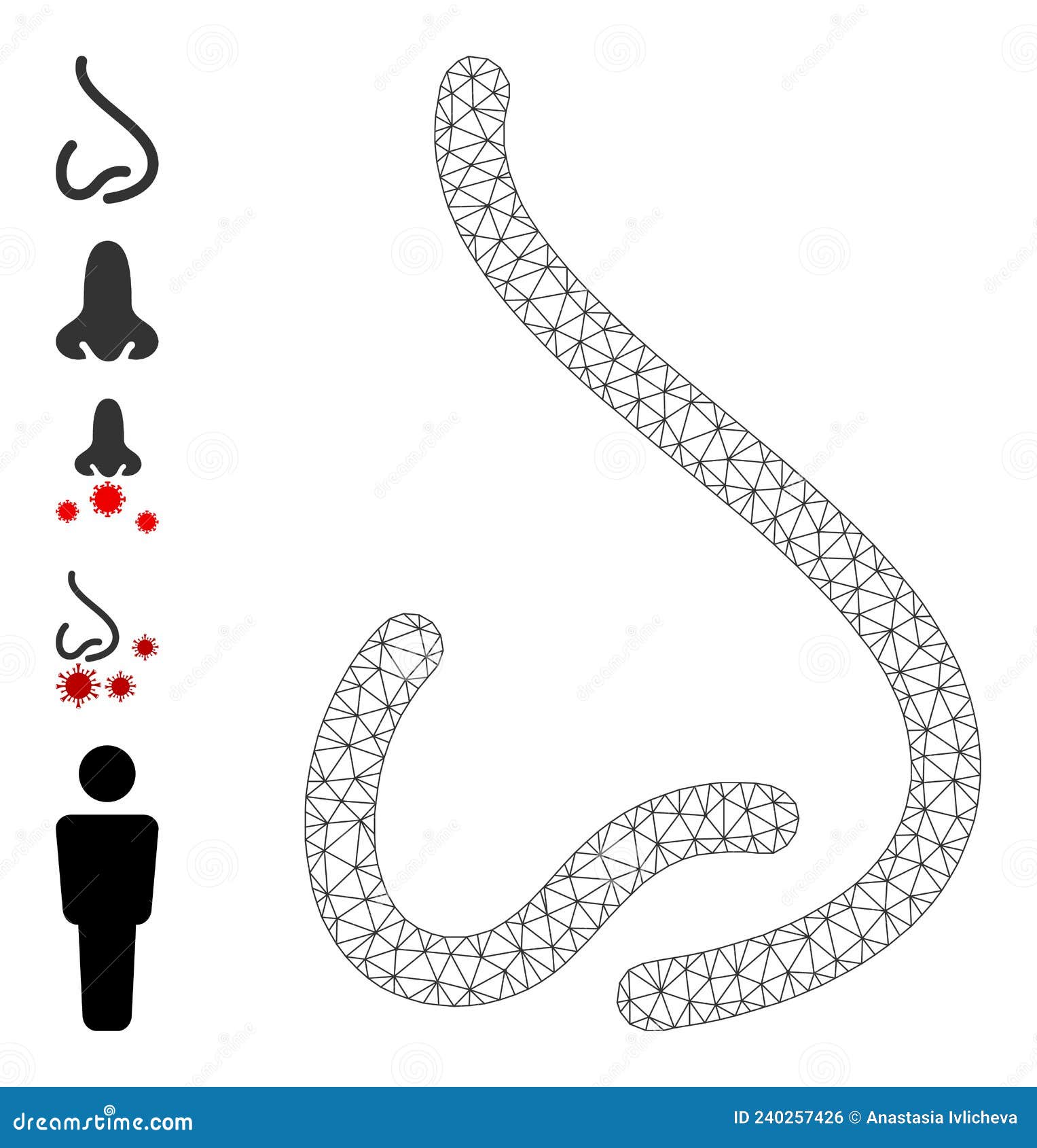 Mesh 2D Human Nose Icon stock vector. Illustration of breathe - 240257426