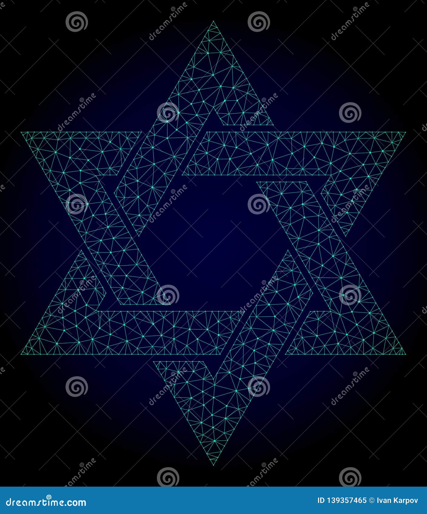 David Star Polygonal Frame Vector Mesh Illustration Stock Vector ...