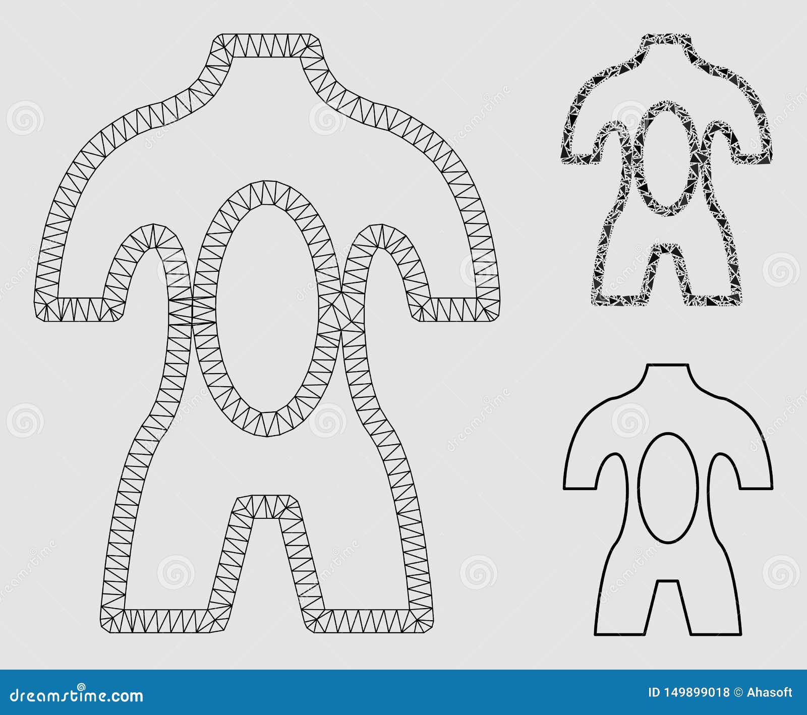 Dissection Vector Mesh Carcass Model And Triangle Mosaic Icon Stock