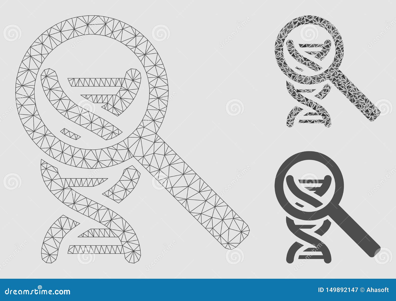 DNA Analysis Vector Mesh Wire Frame Model and Triangle Mosaic Icon ...