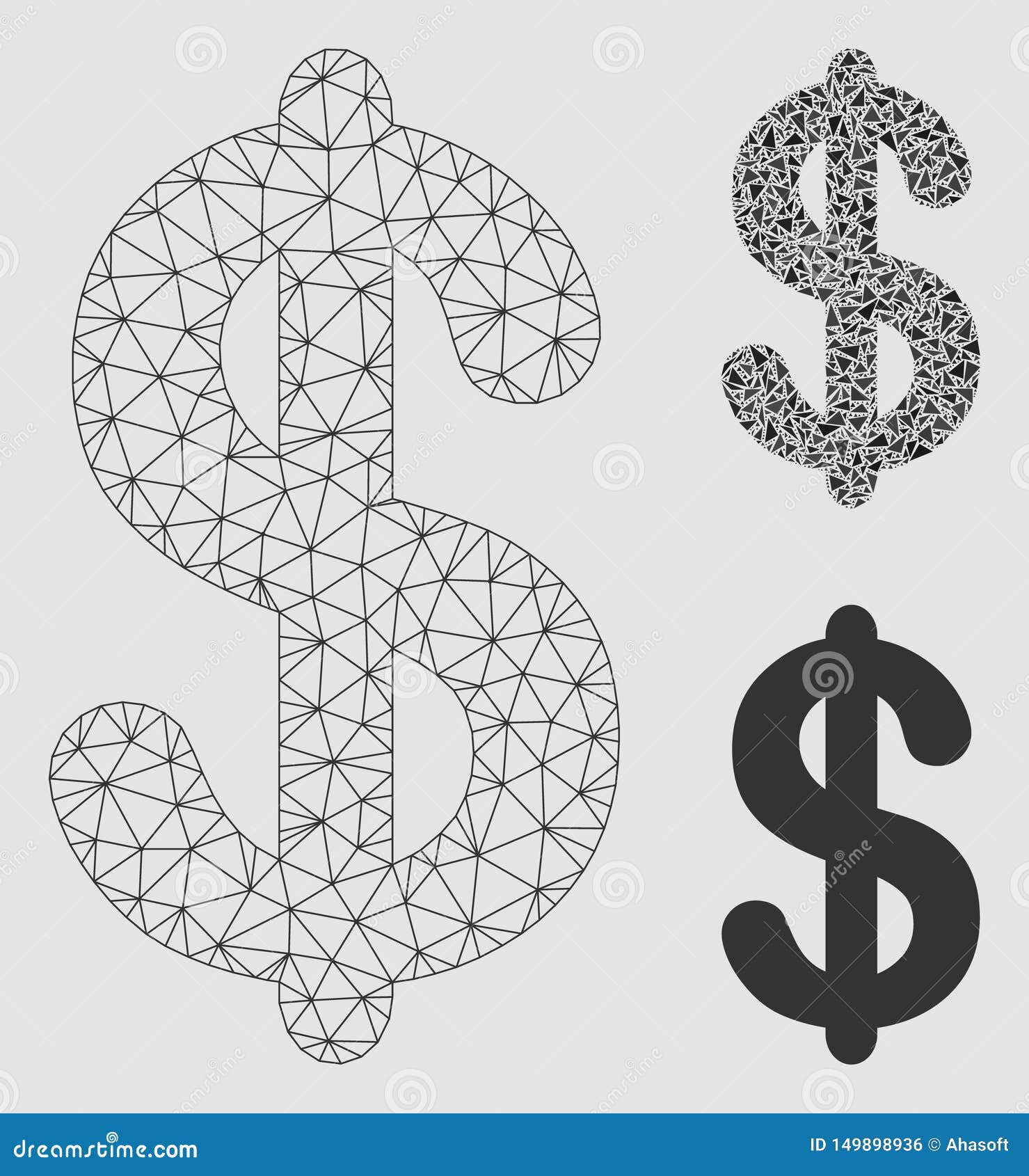Dollar Vector Mesh 2D Model and Triangle Mosaic Icon Stock Vector ...