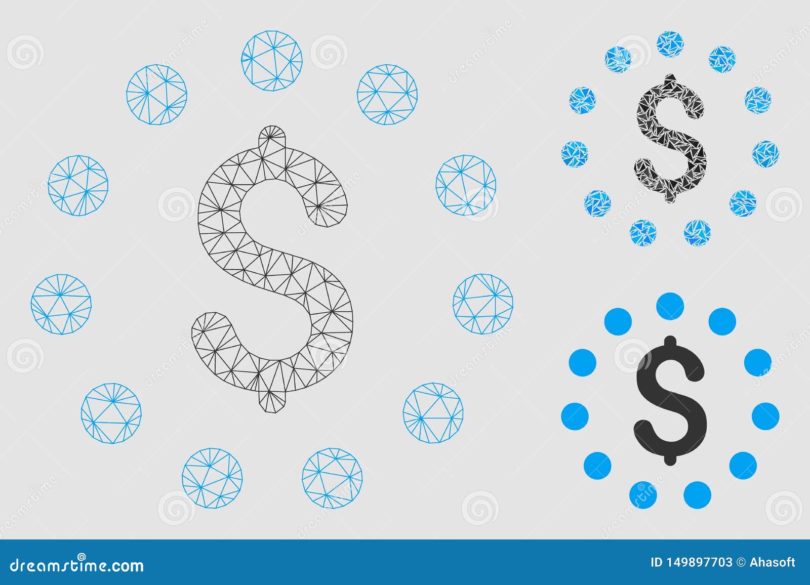 Dollar Sign Vector Mesh 2D Model and Triangle Mosaic Icon Stock Vector ...