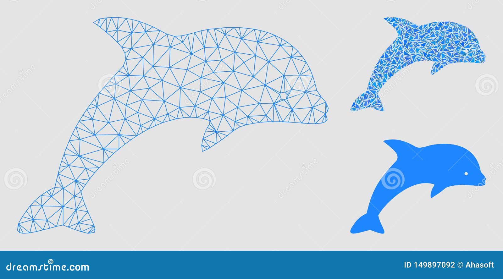 Dolphin Vector Mesh Network Model and Triangle Mosaic Icon Stock Vector ...
