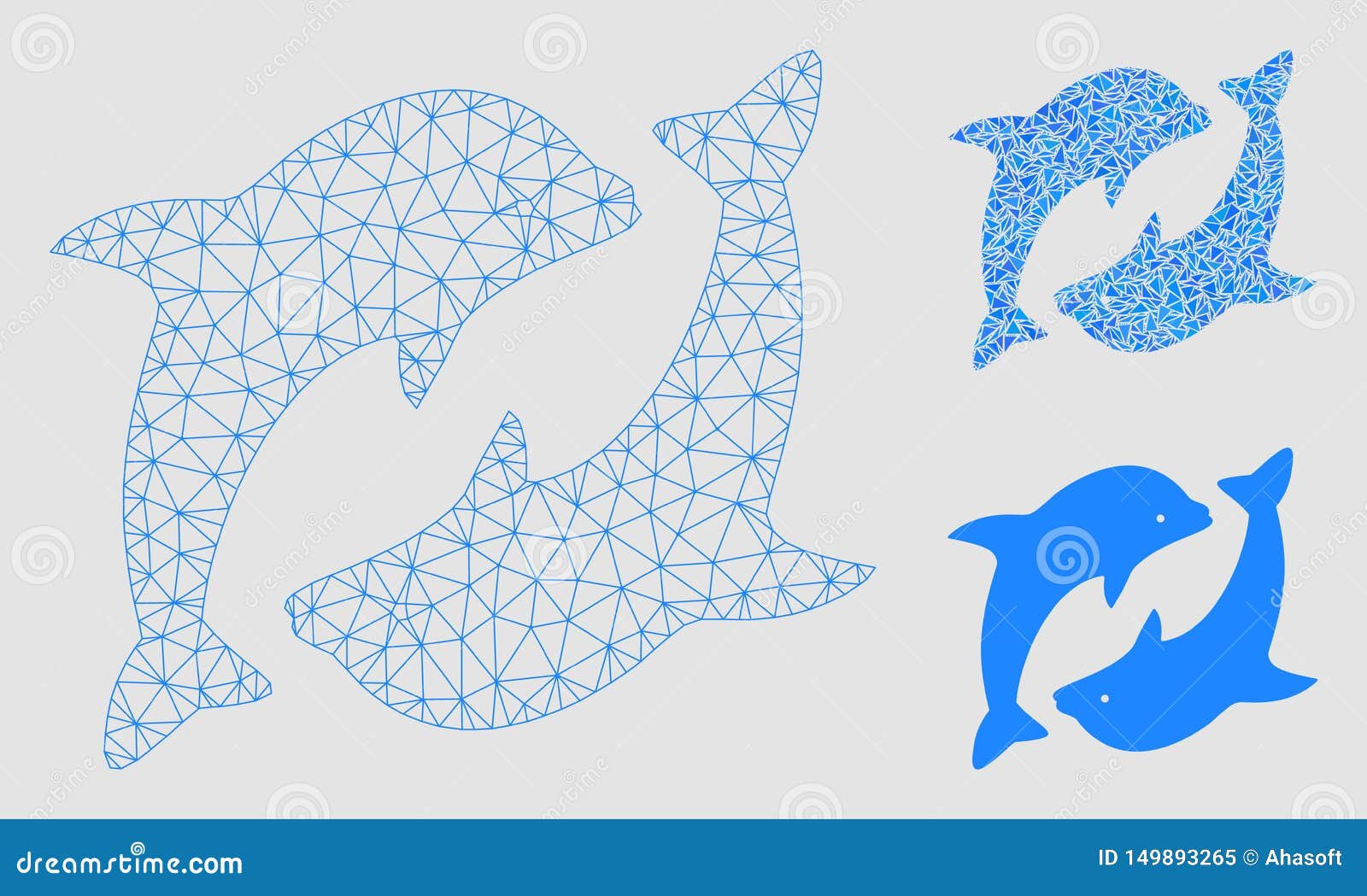 Dolphins Vector Mesh Network Model And Triangle Mosaic Icon Stock