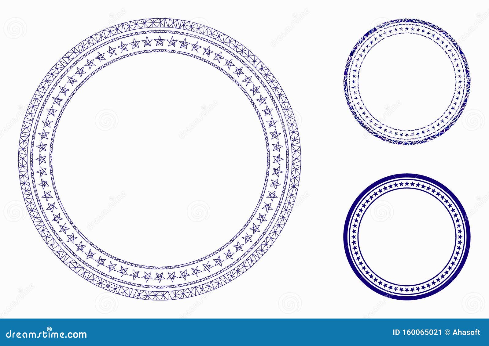 Double Circular Star Frame Vector Mesh Wire Frame Model and Triangle ...