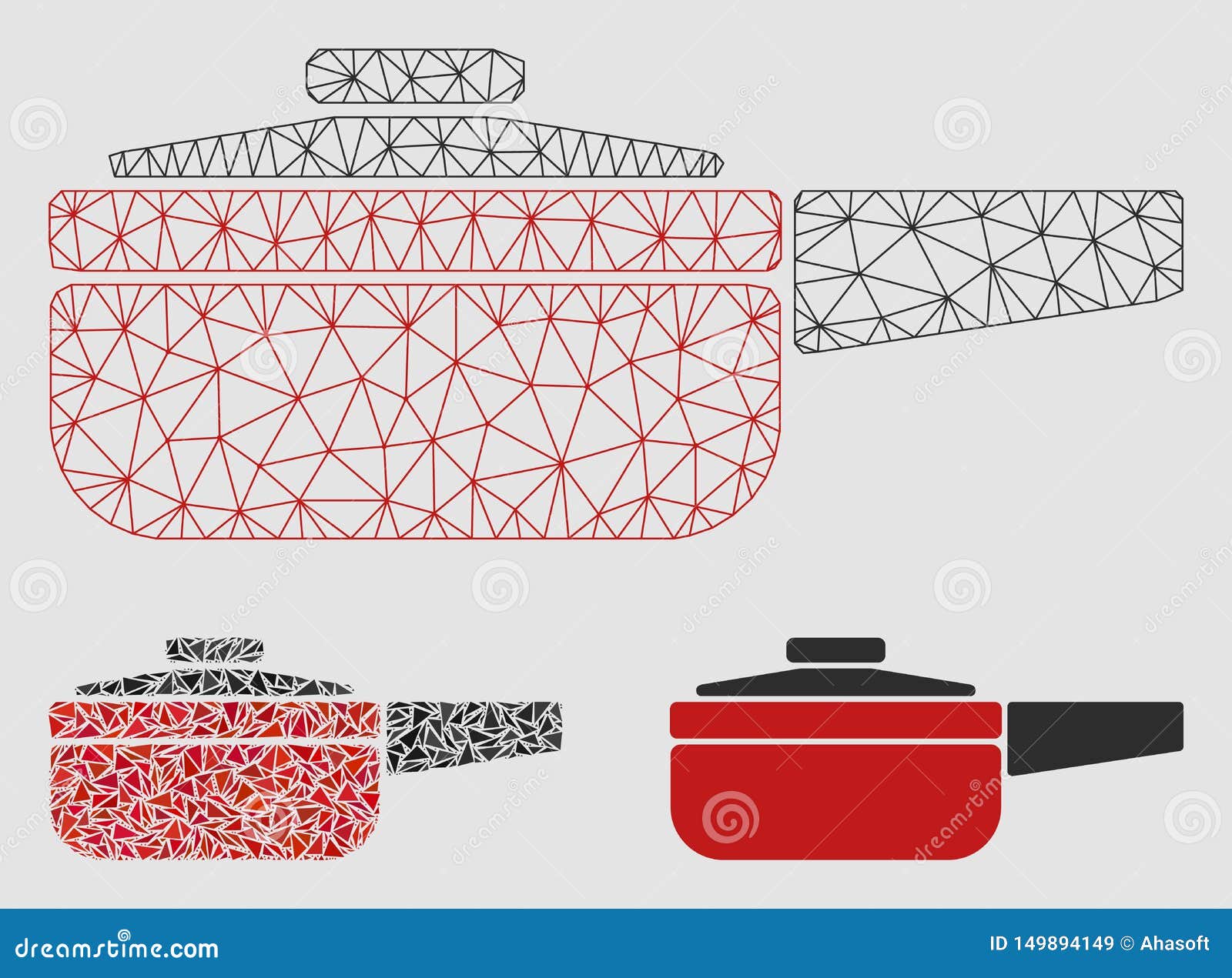 Dripping Pan Vector Mesh 2D Model and Triangle Mosaic Icon Stock Vector ...