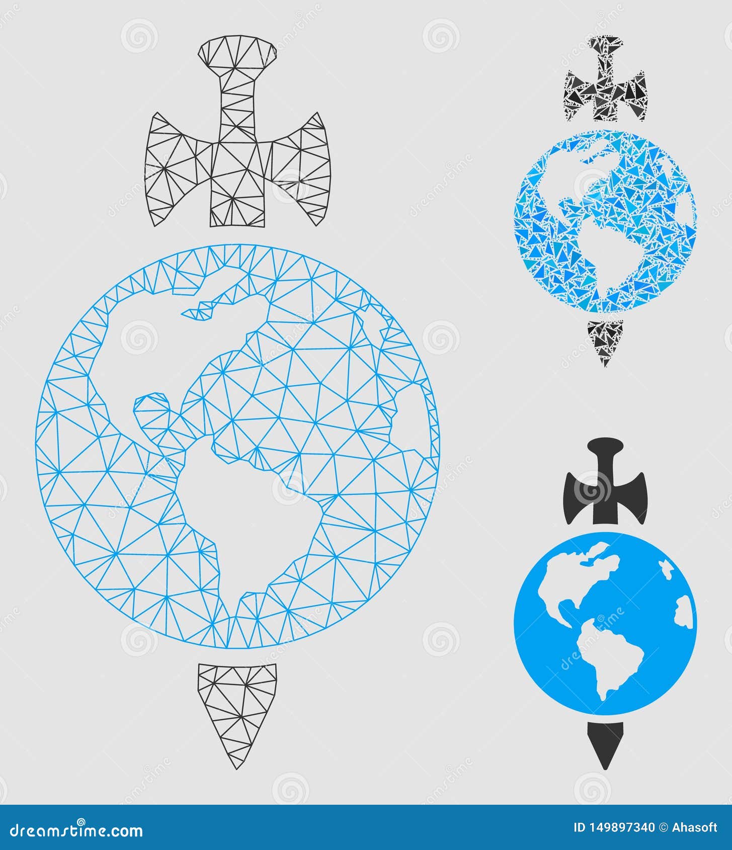 Earth Guard Vector Mesh Network Model and Triangle Mosaic Icon Stock ...