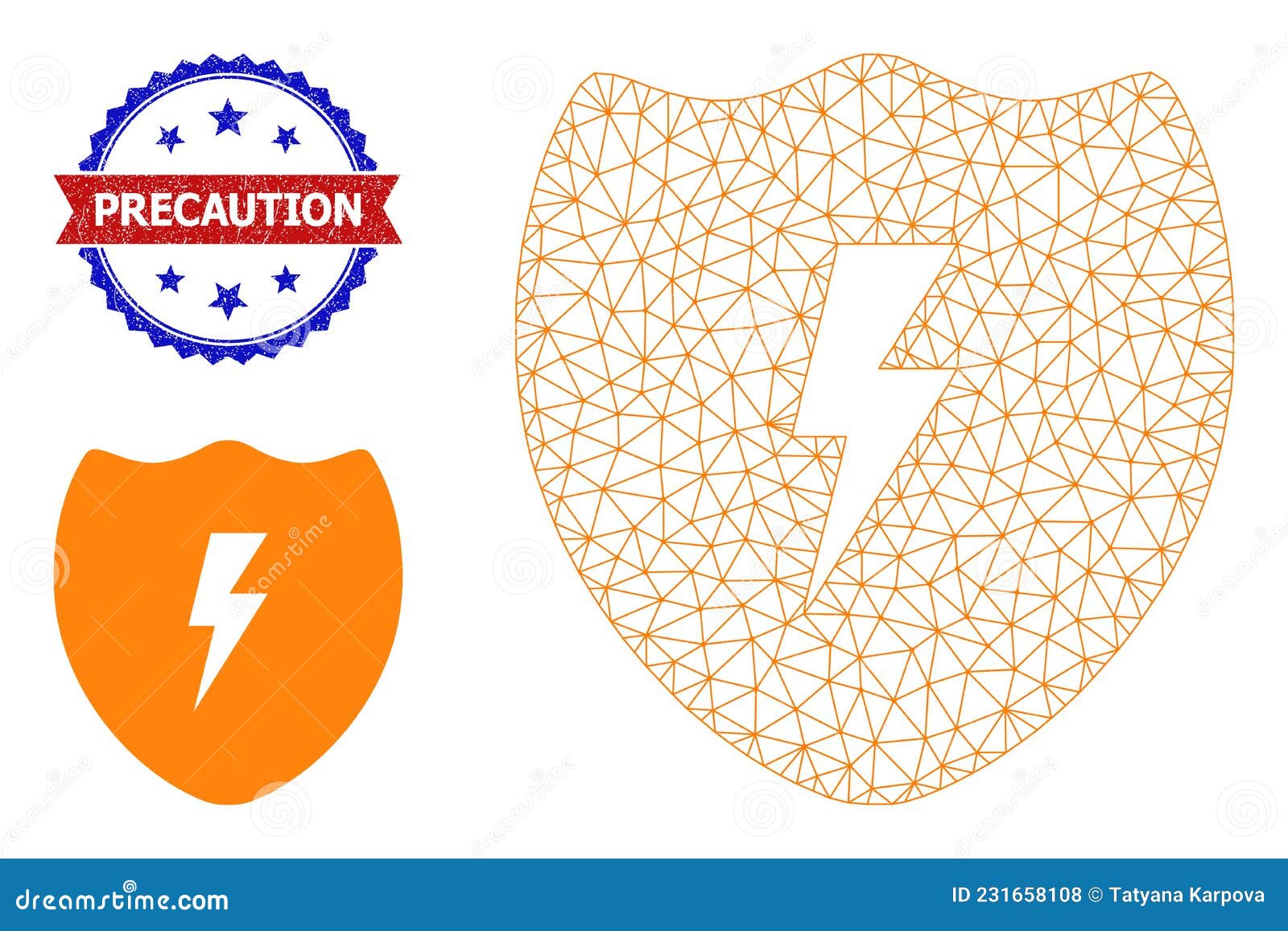 Triangle Mesh Electric Shield Icon and Unclean Bicolor Precaution ...