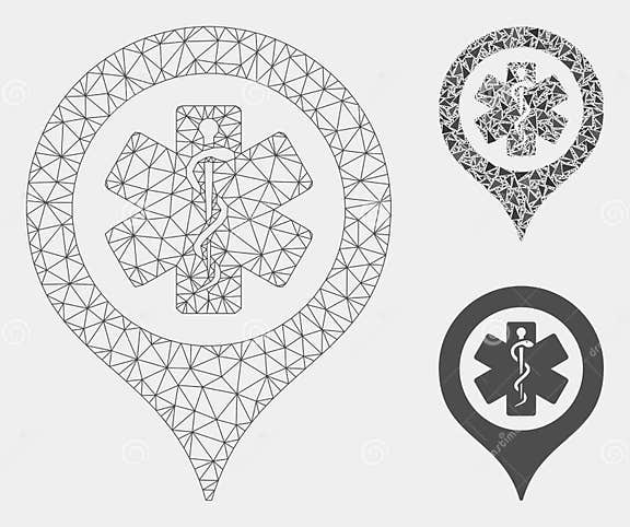 Emergency Map Marker Vector Mesh Wire Frame Model and Triangle Mosaic ... Emergency Map Marker Vector Mesh Wire Frame Model and Triangle Mosaic ...