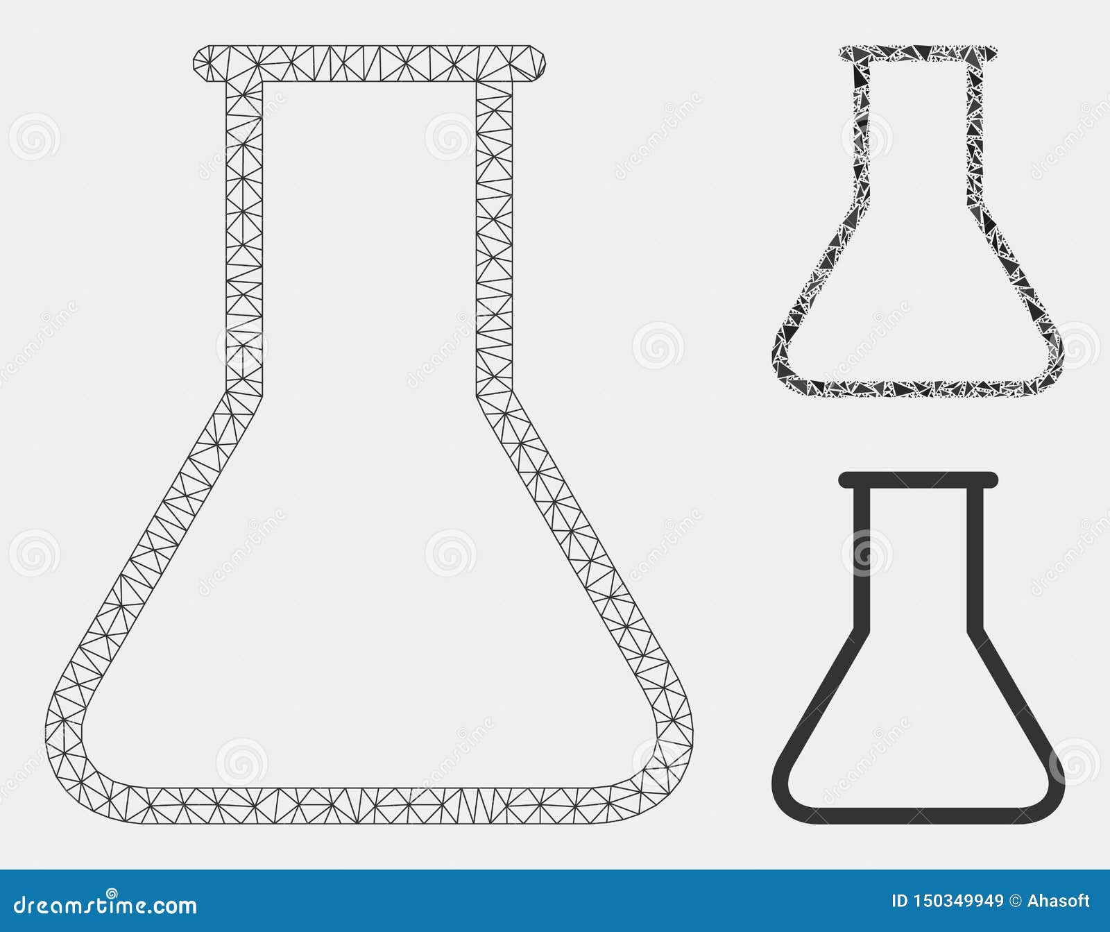 Empty Flask Vector Mesh Wire Frame Model and Triangle Mosaic Icon Stock ...