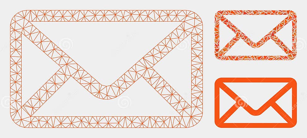 Envelope Vector Mesh Carcass Model and Triangle Mosaic Icon Stock ...
