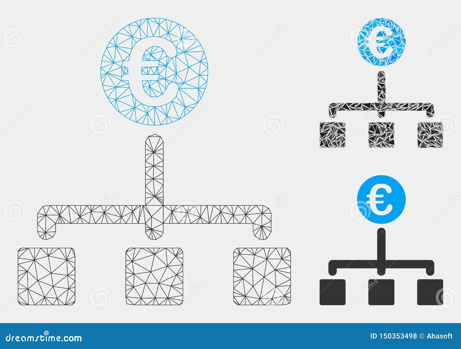 Euro Cash Flow Vector Mesh 2D Model and Triangle Mosaic Icon Stock ...