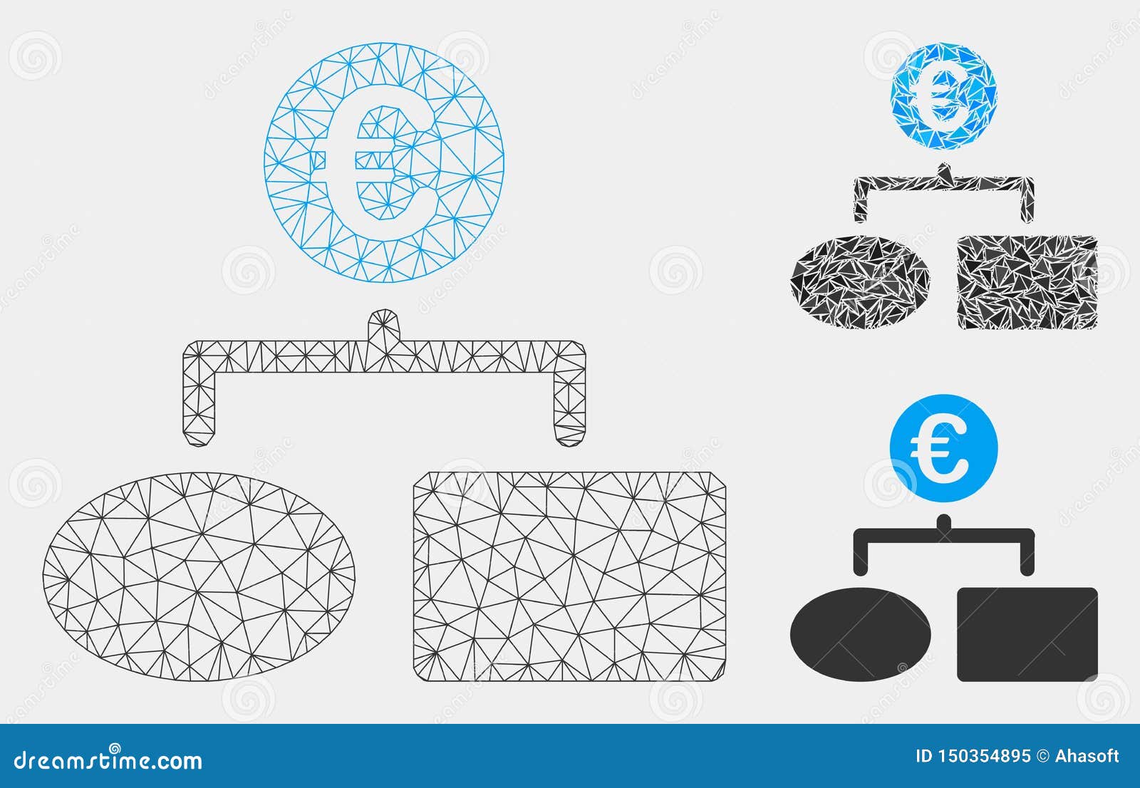 Euro Flow Chart Vector Mesh Network Model and Triangle Mosaic Icon ...