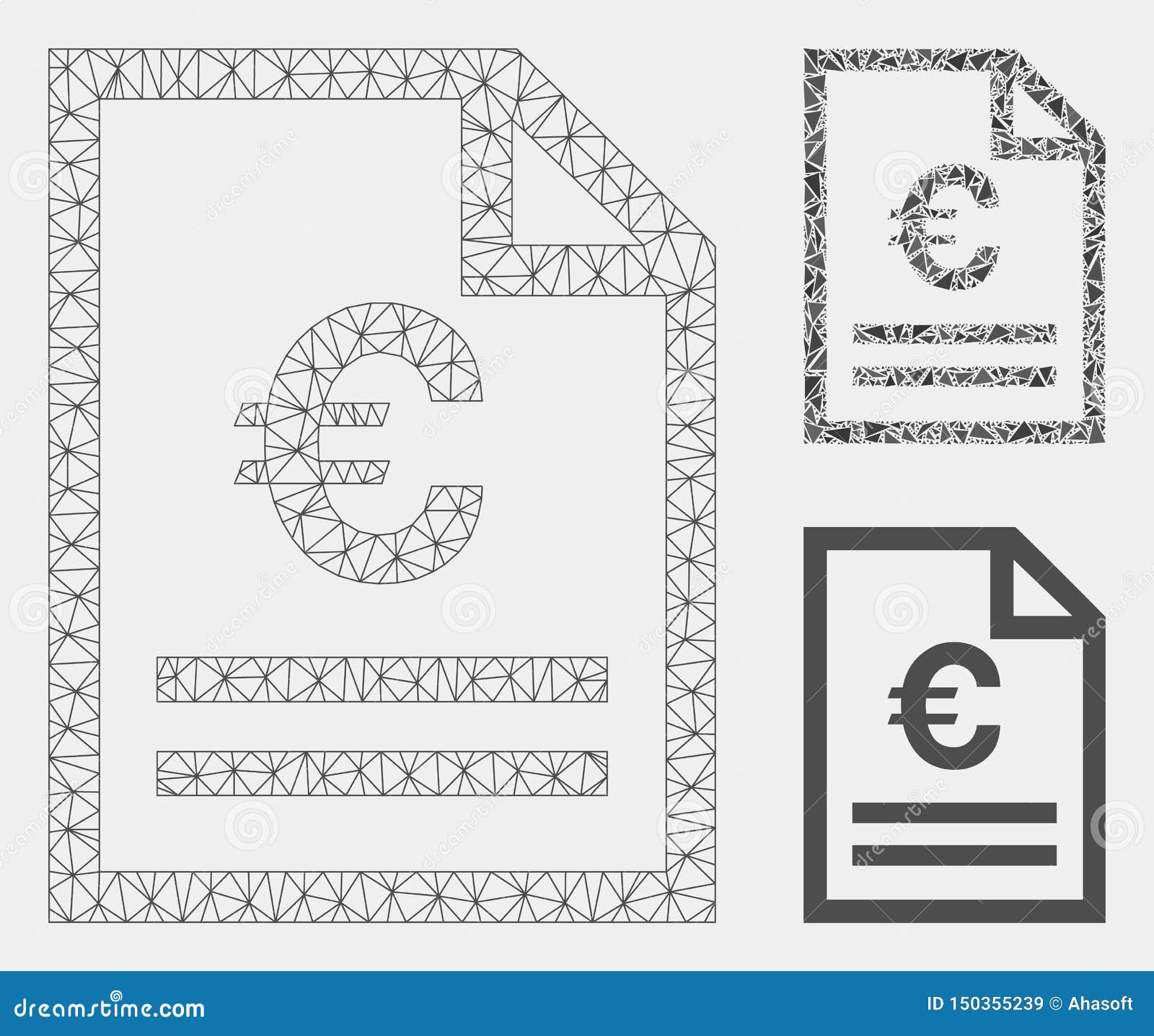 Euro Invoice Page Vector Mesh Network Model and Triangle Mosaic Icon ... Euro Invoice Page Vector Mesh Network Model and Triangle Mosaic Icon ...