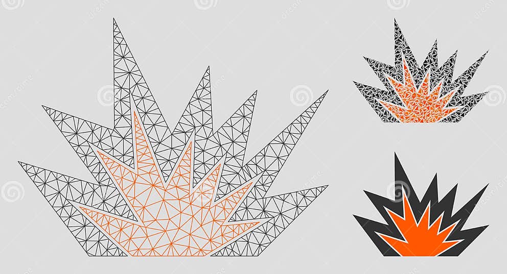 Explosion Boom Vector Mesh Carcass Model and Triangle Mosaic Icon Stock ...