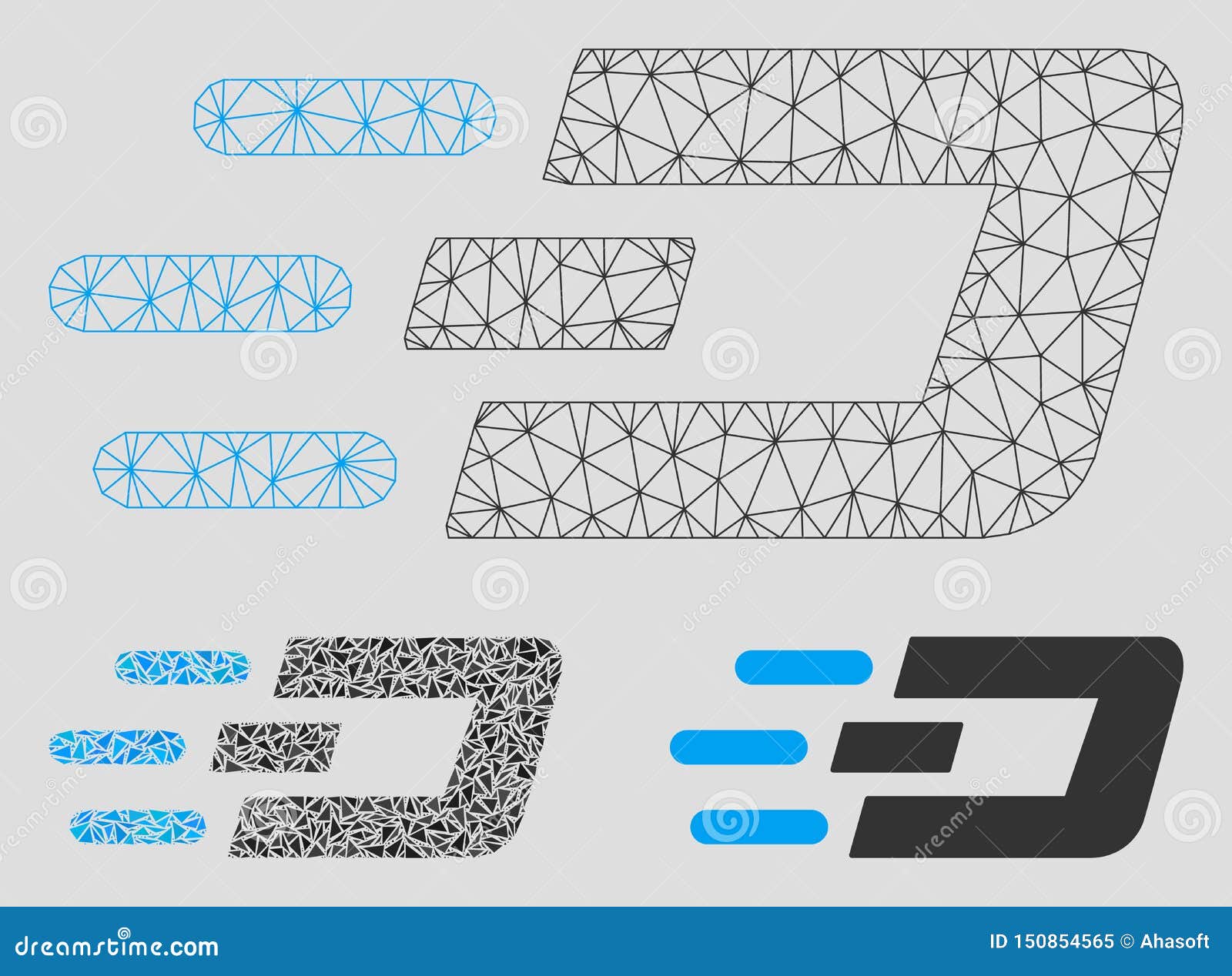 Fast Send Dash Vector Mesh Network Model and Triangle Mosaic Icon Stock ...