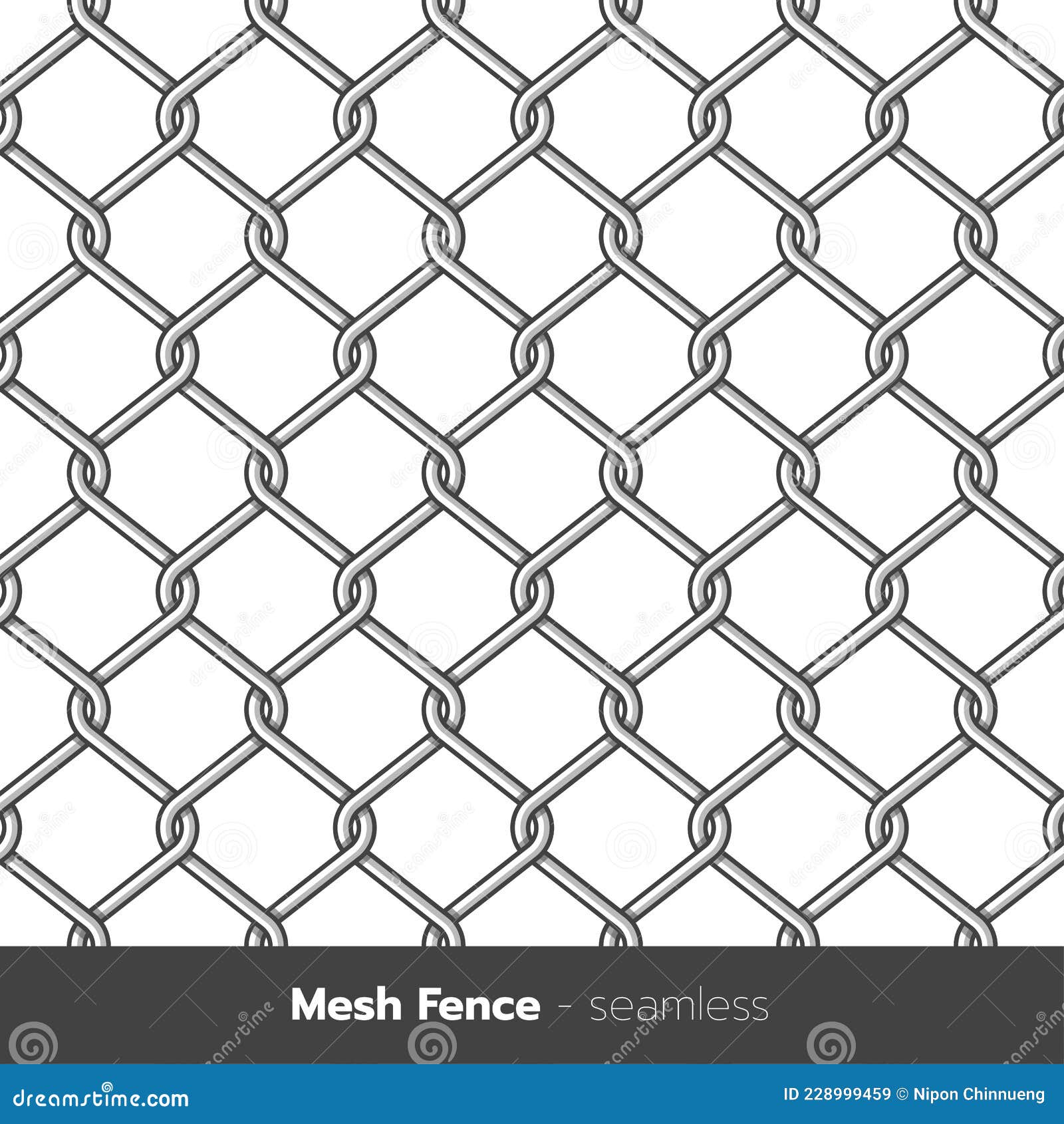 Mesh Fence Seamless Texture of Metallic Chain Link, Pattern Vector ...