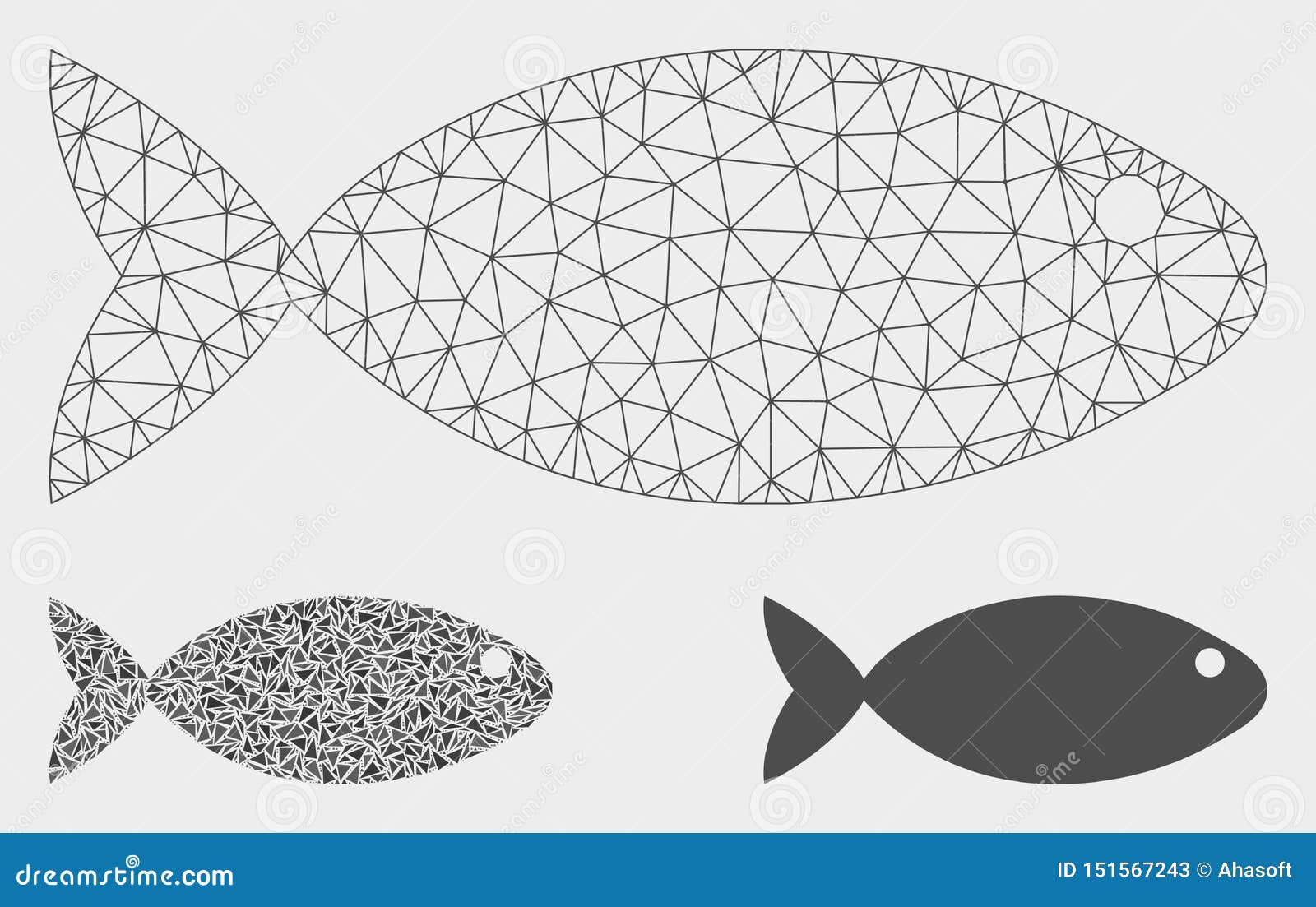 Fish Vector Mesh Network Model and Triangle Mosaic Icon Stock Vector ...