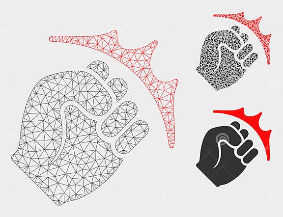 Fist Strike Vector Mesh Wire Frame Model and Triangle Mosaic Icon Stock ...
