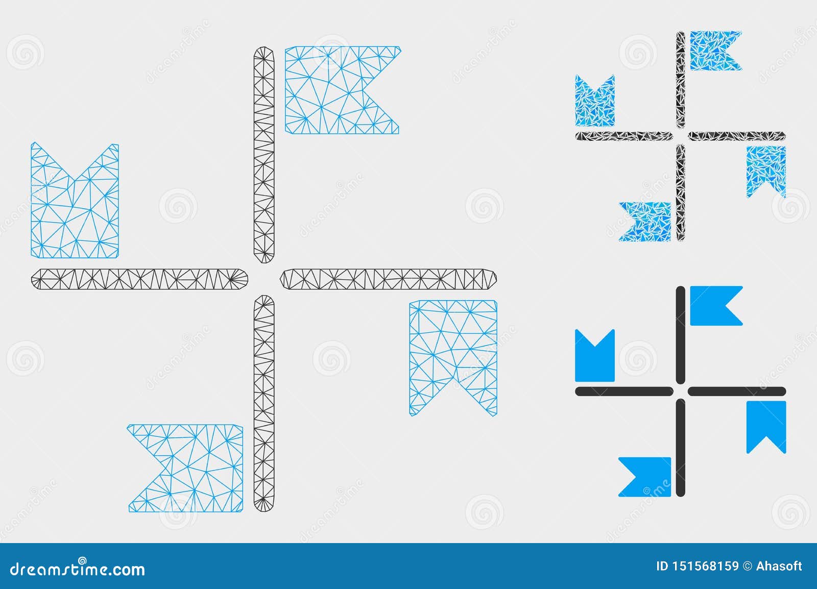 Flags Vector Mesh 2D Model and Triangle Mosaic Icon Stock Vector ...