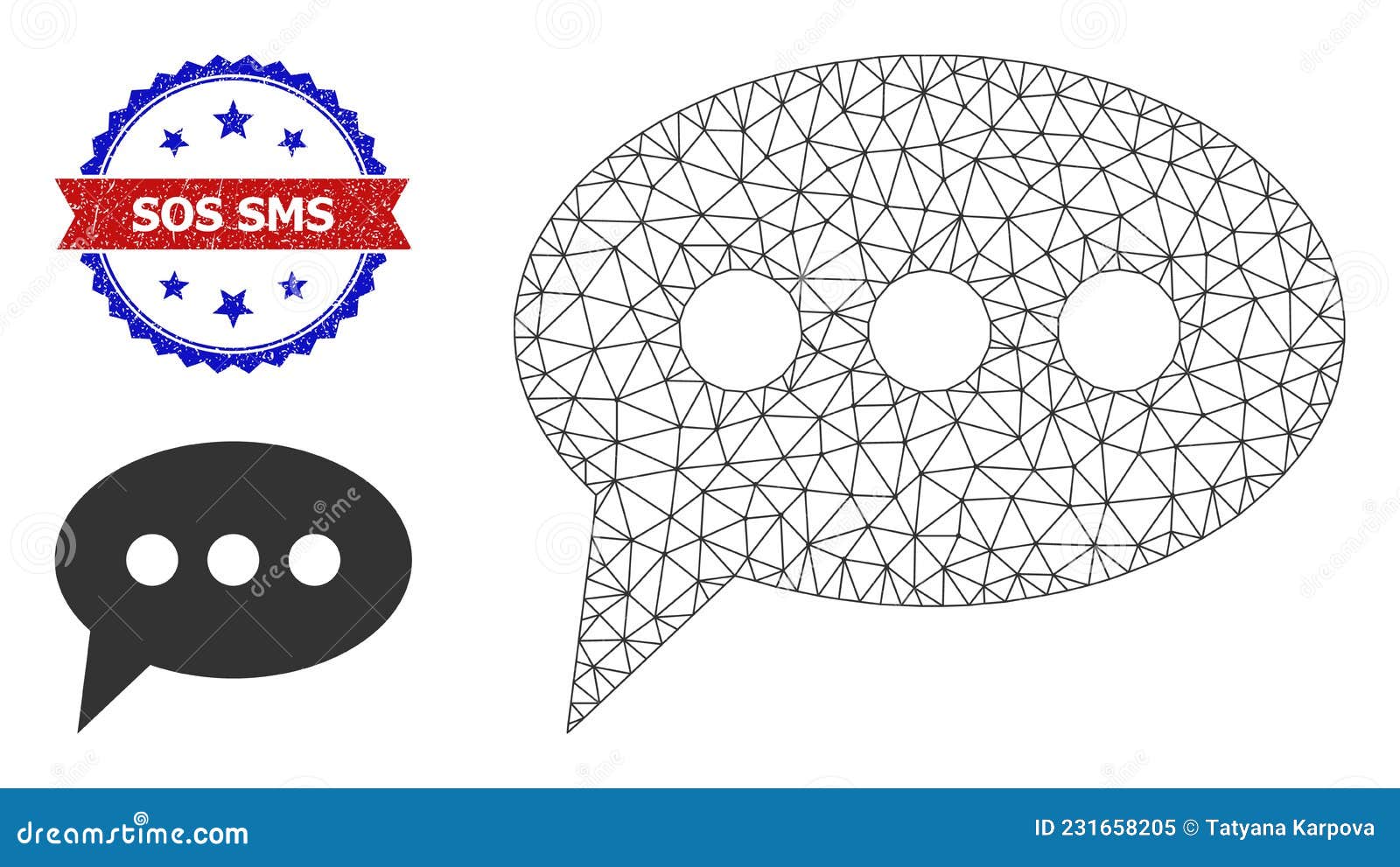 Polygonal Mesh Forum Message Icon and Distress Bicolor Sos SMS Seal ...