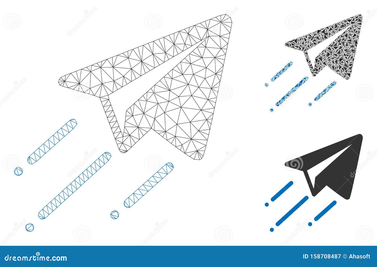 Freelance Flight Vector Mesh Wire Frame Model and Triangle Mosaic Icon ...
