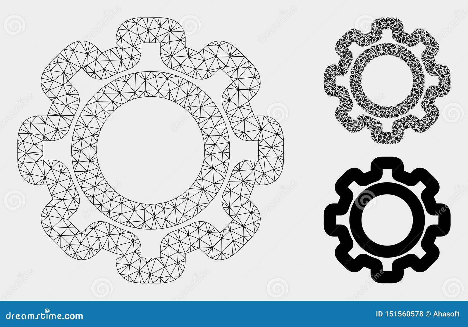 Gear Vector Mesh Network Model and Triangle Mosaic Icon Stock Vector ...