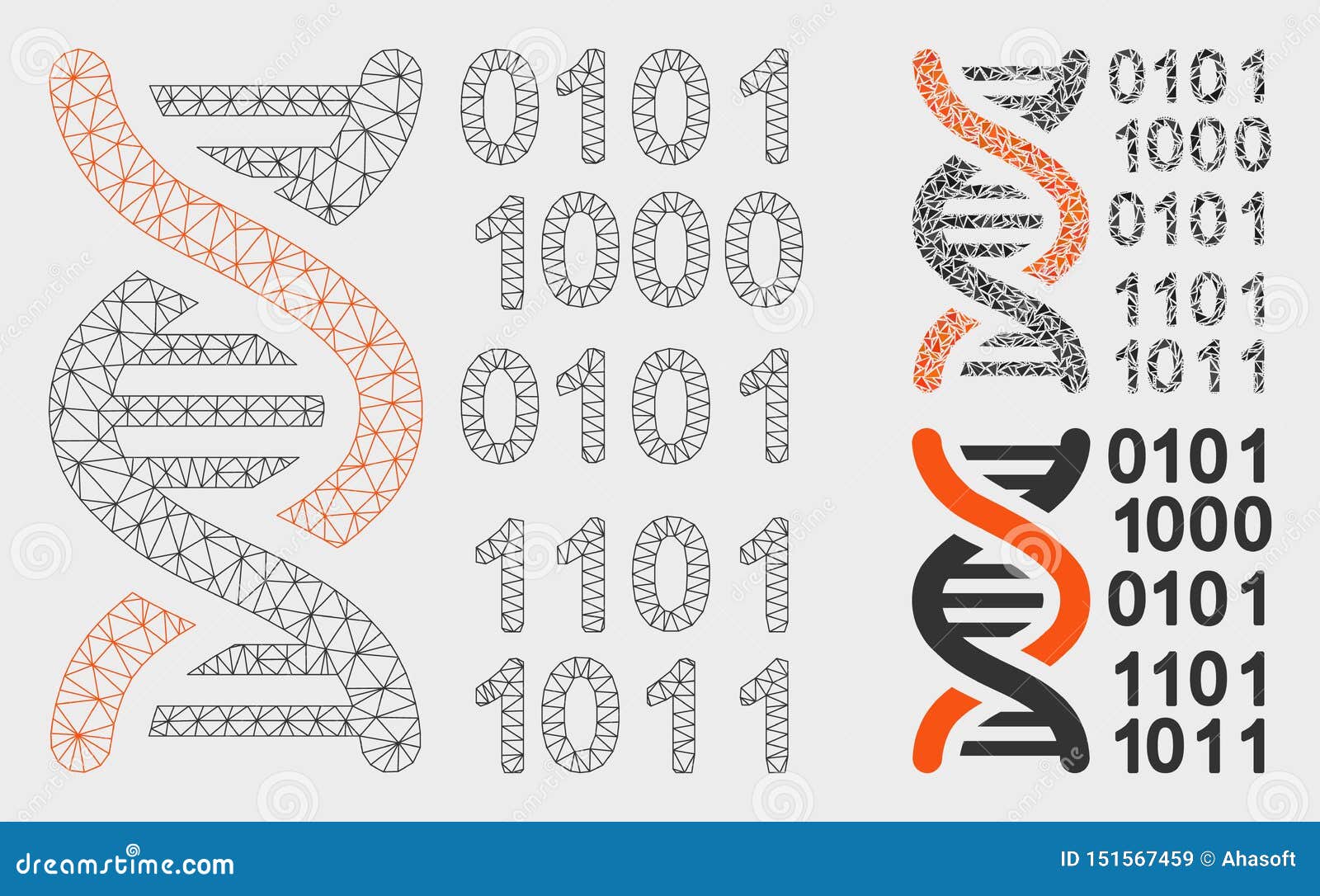 Genome Code Vector Mesh Wire Frame Model and Triangle Mosaic Icon Stock ...