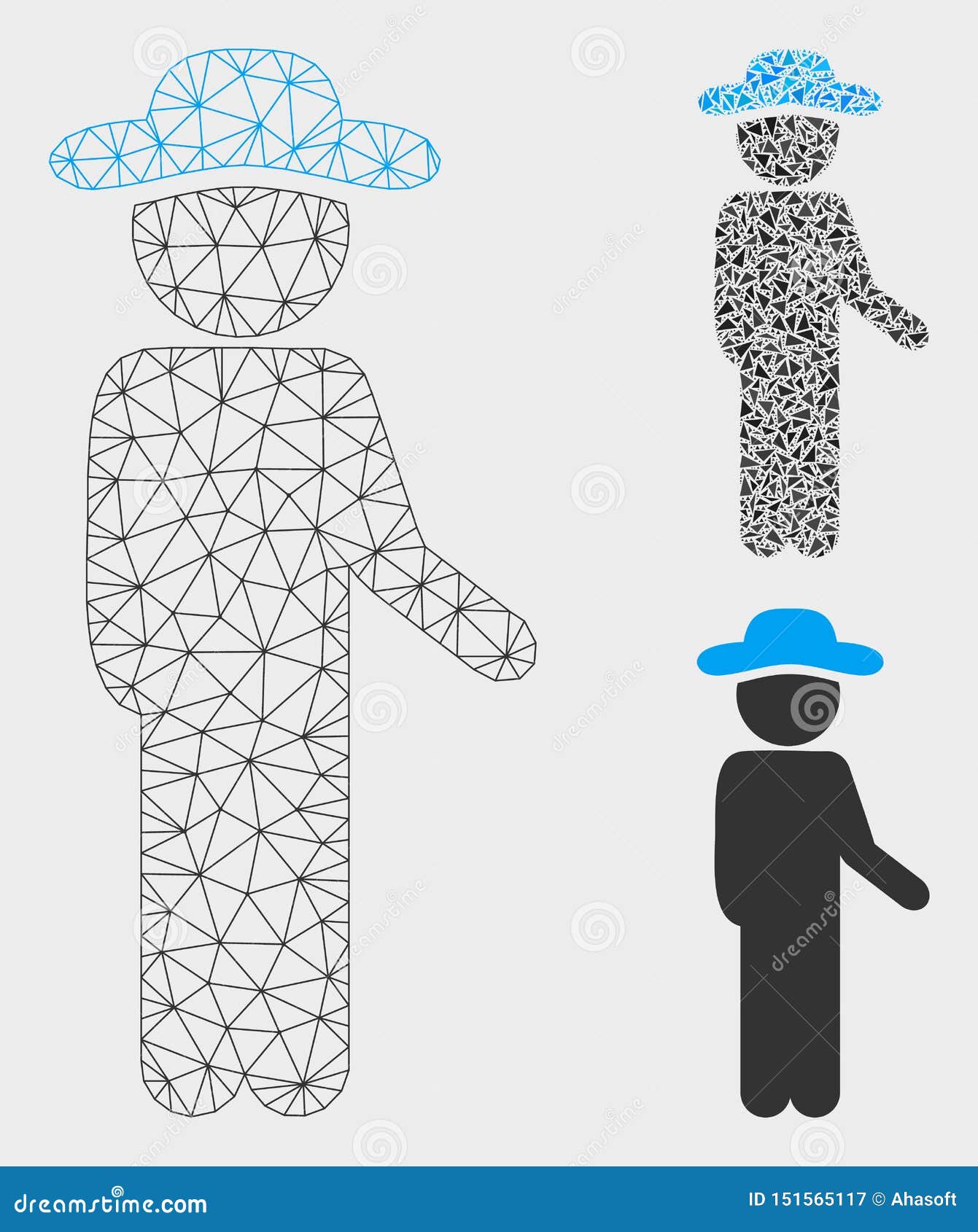 Gentleman Idler Vector Mesh Wire Frame Model and Triangle Mosaic Icon ...