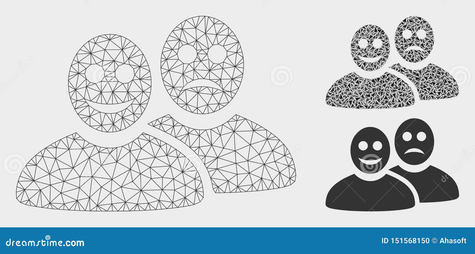 Glad and Sad People Vector Mesh 2D Model and Triangle Mosaic Icon Stock ...