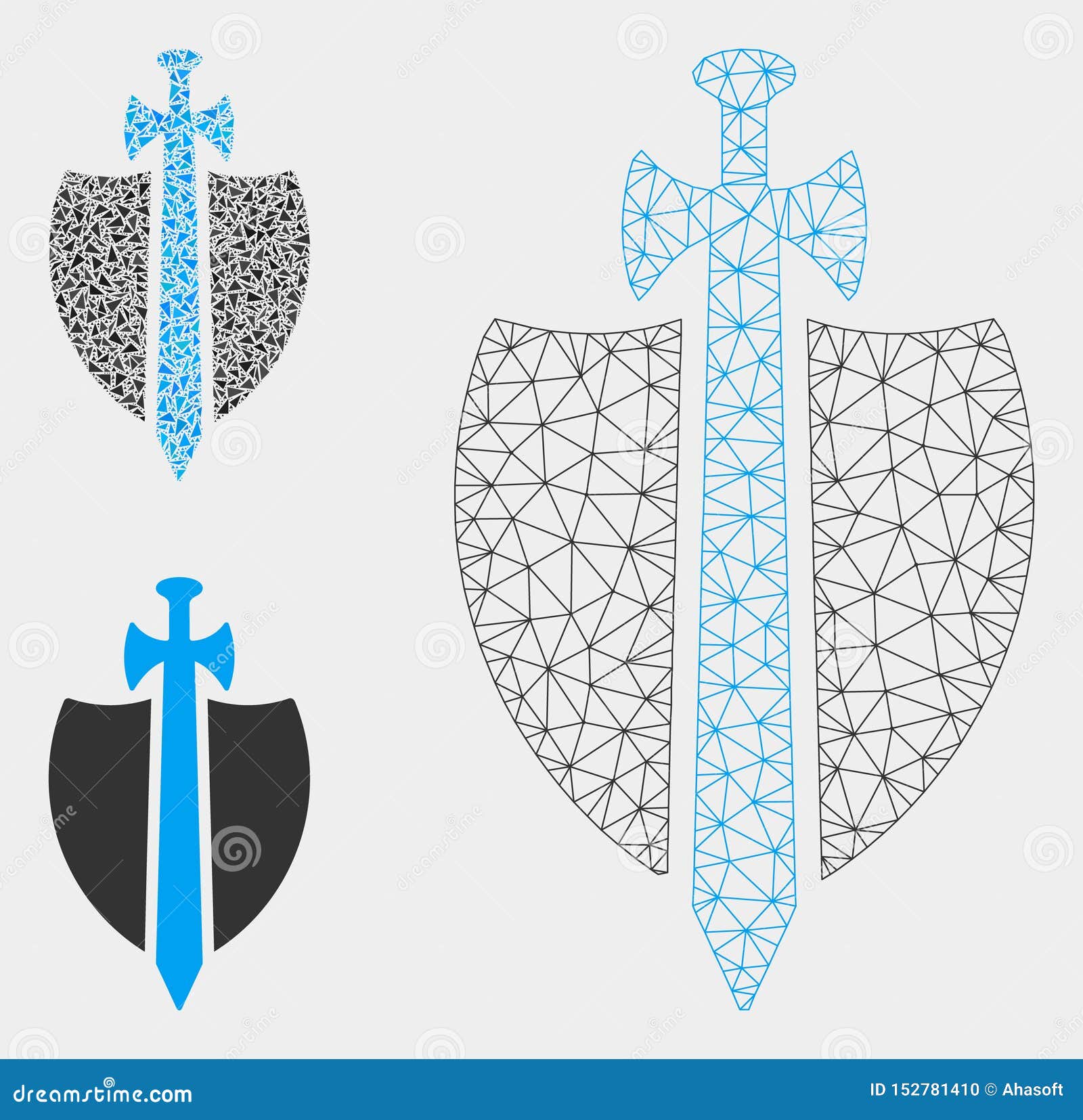 Guard Vector Mesh Wire Frame Model and Triangle Mosaic Icon Stock ...
