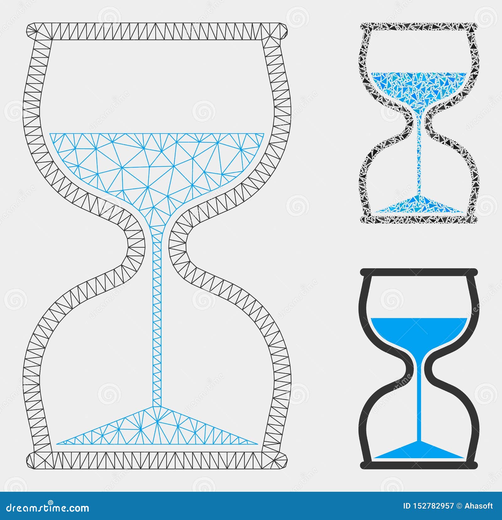 Hourglass Vector Mesh Network Model and Triangle Mosaic Icon Stock ...
