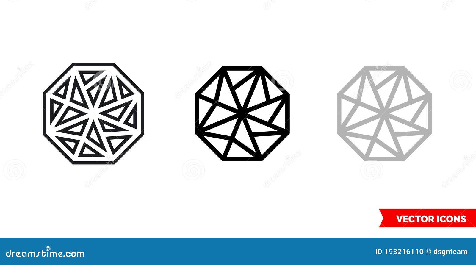 Mesh Icon Of 3 Types Color Black And White Outline Isolated Vector