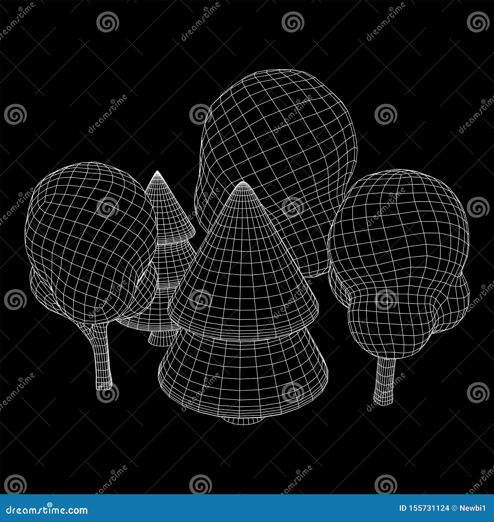 Mesh Image of Trees. Low Poly Background Stock Vector - Illustration of ...