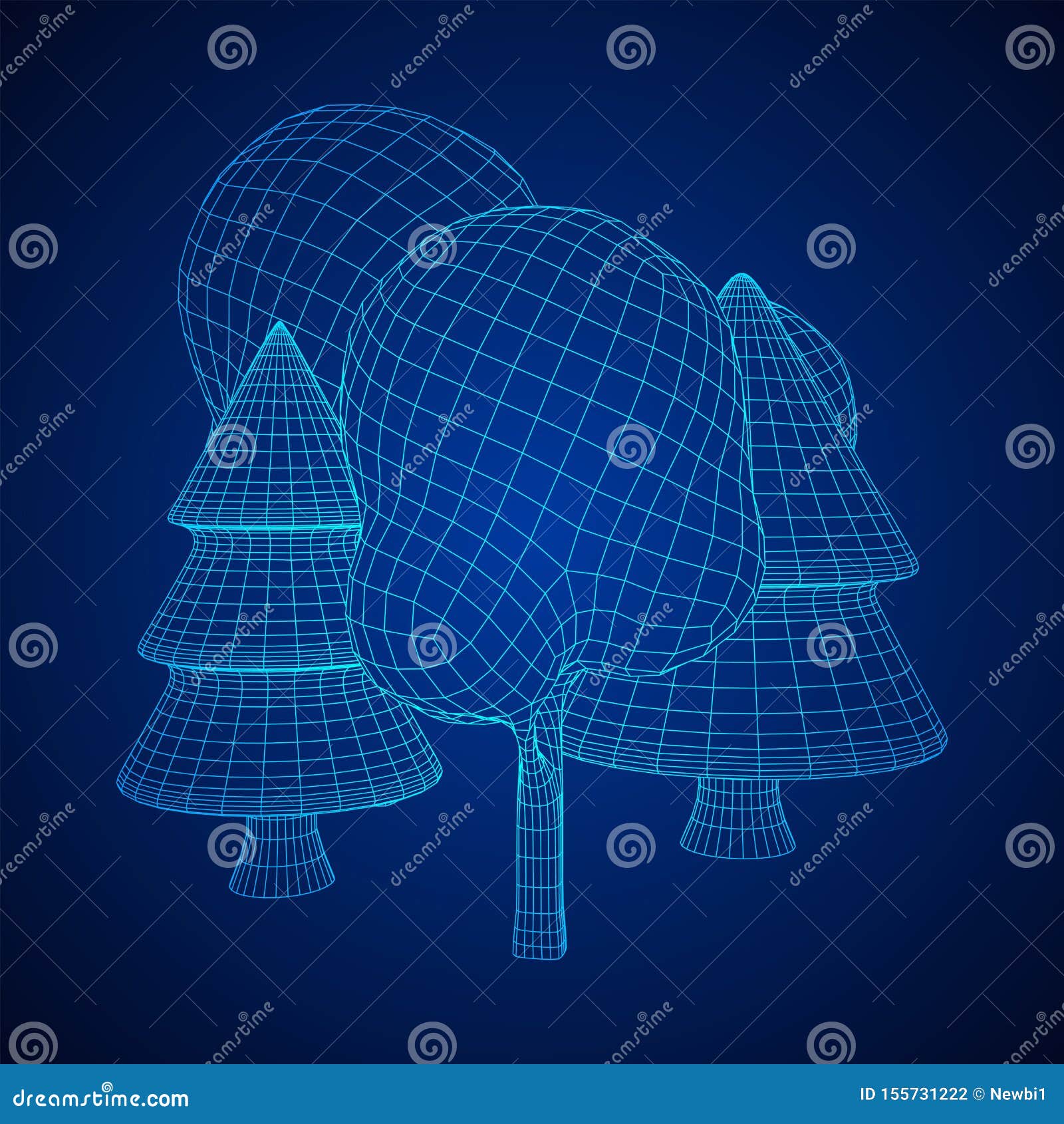 Mesh Image of Trees. Low Poly Background Stock Vector - Illustration of ...