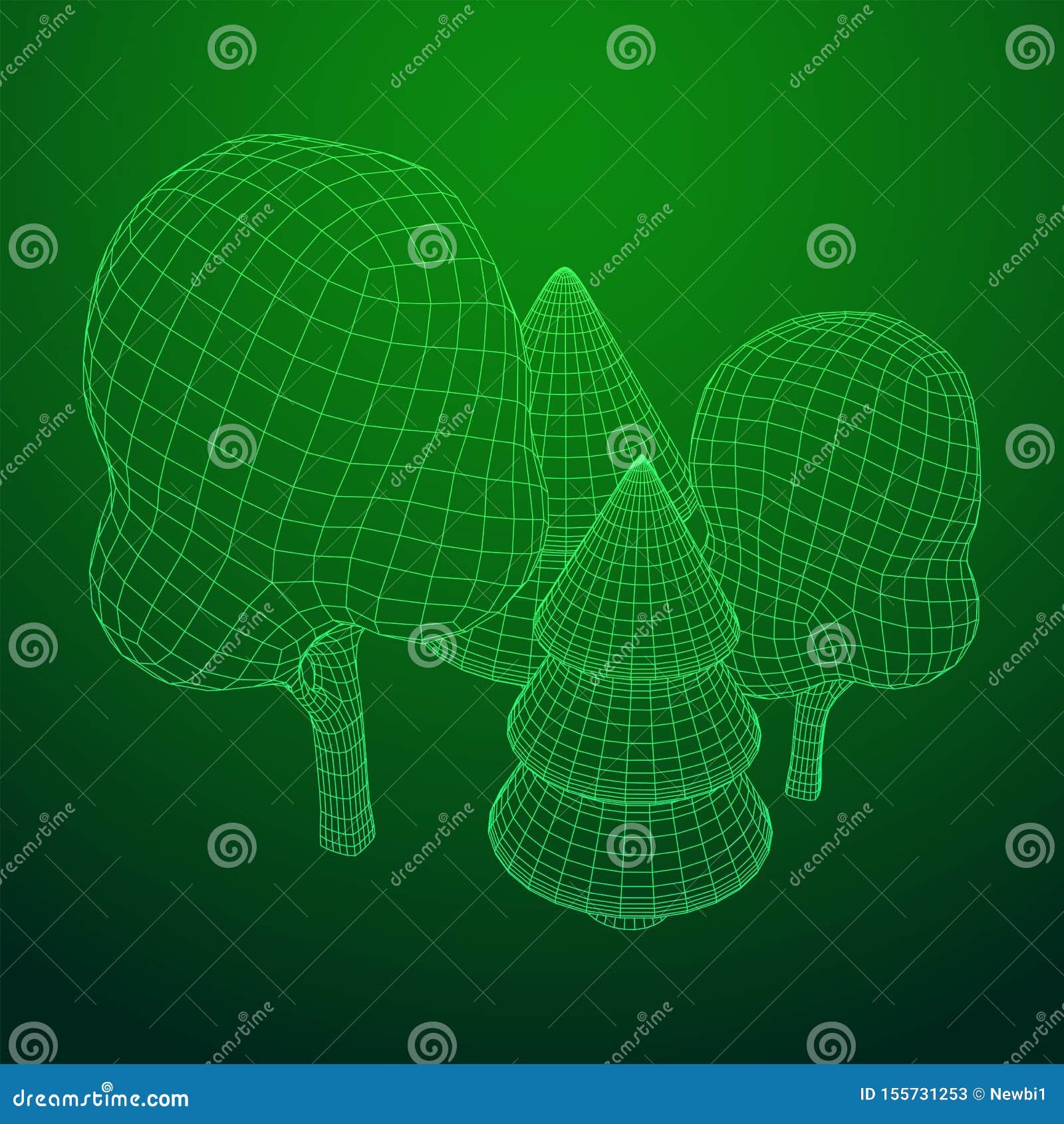 Mesh Image of Trees. Low Poly Background Stock Vector - Illustration of ...