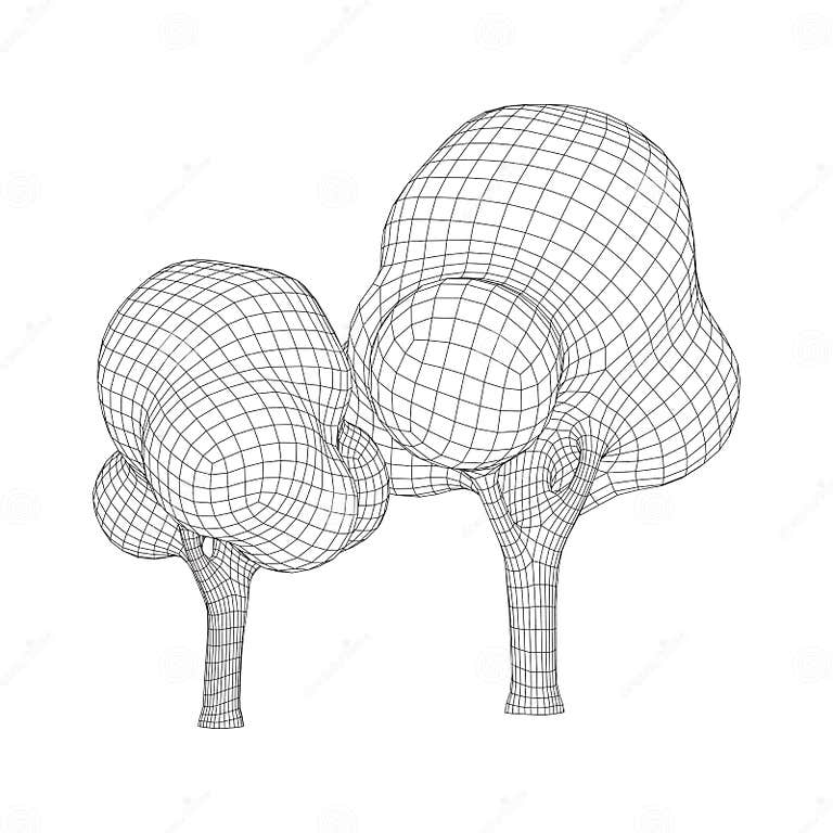 Mesh Image of Trees. Low Poly Background Stock Vector - Illustration of ...