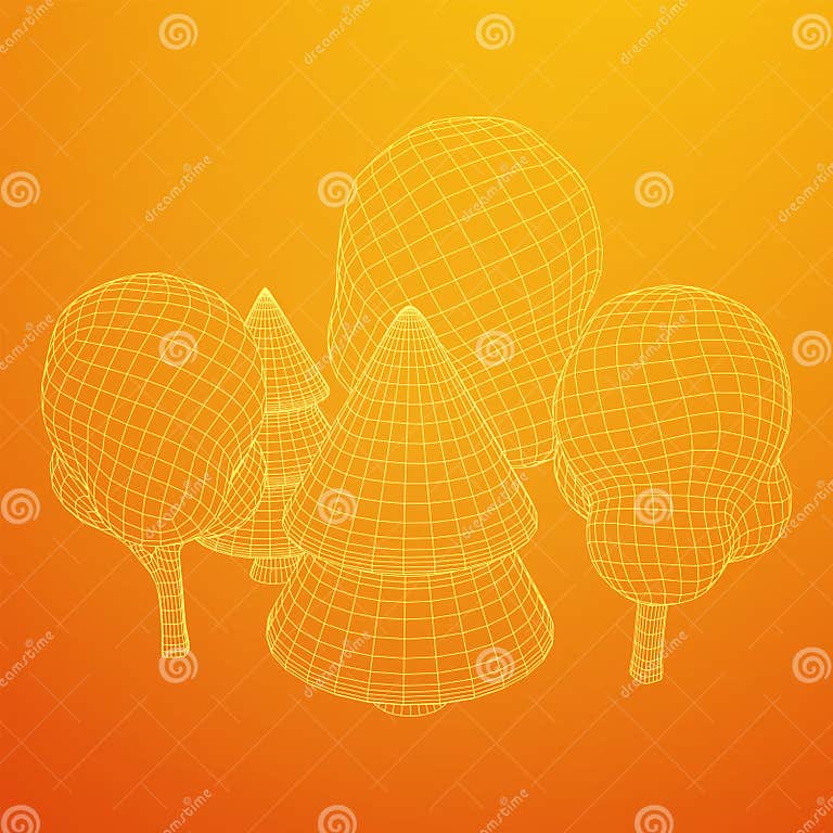 Mesh Image of Trees. Low Poly Background Stock Vector - Illustration of ...
