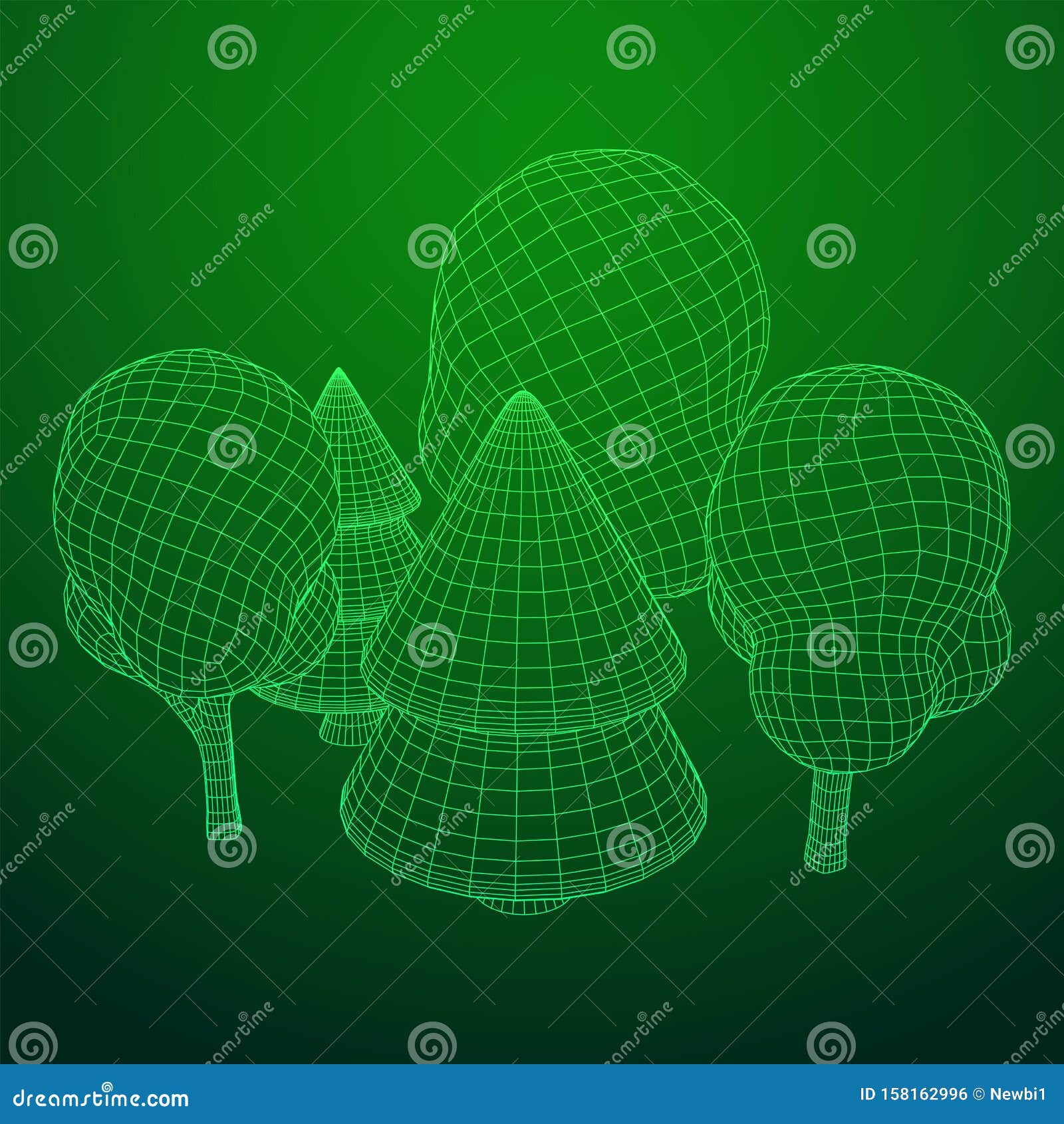 Mesh Image of Trees. Low Poly Background Stock Vector - Illustration of ...